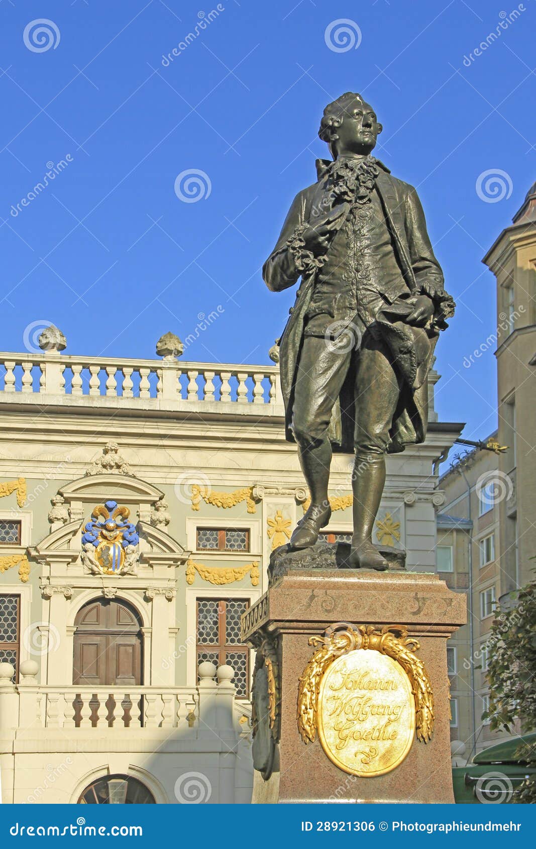 Goethe Monument in Leipzig, Germany Stock Photo - Image of building ...