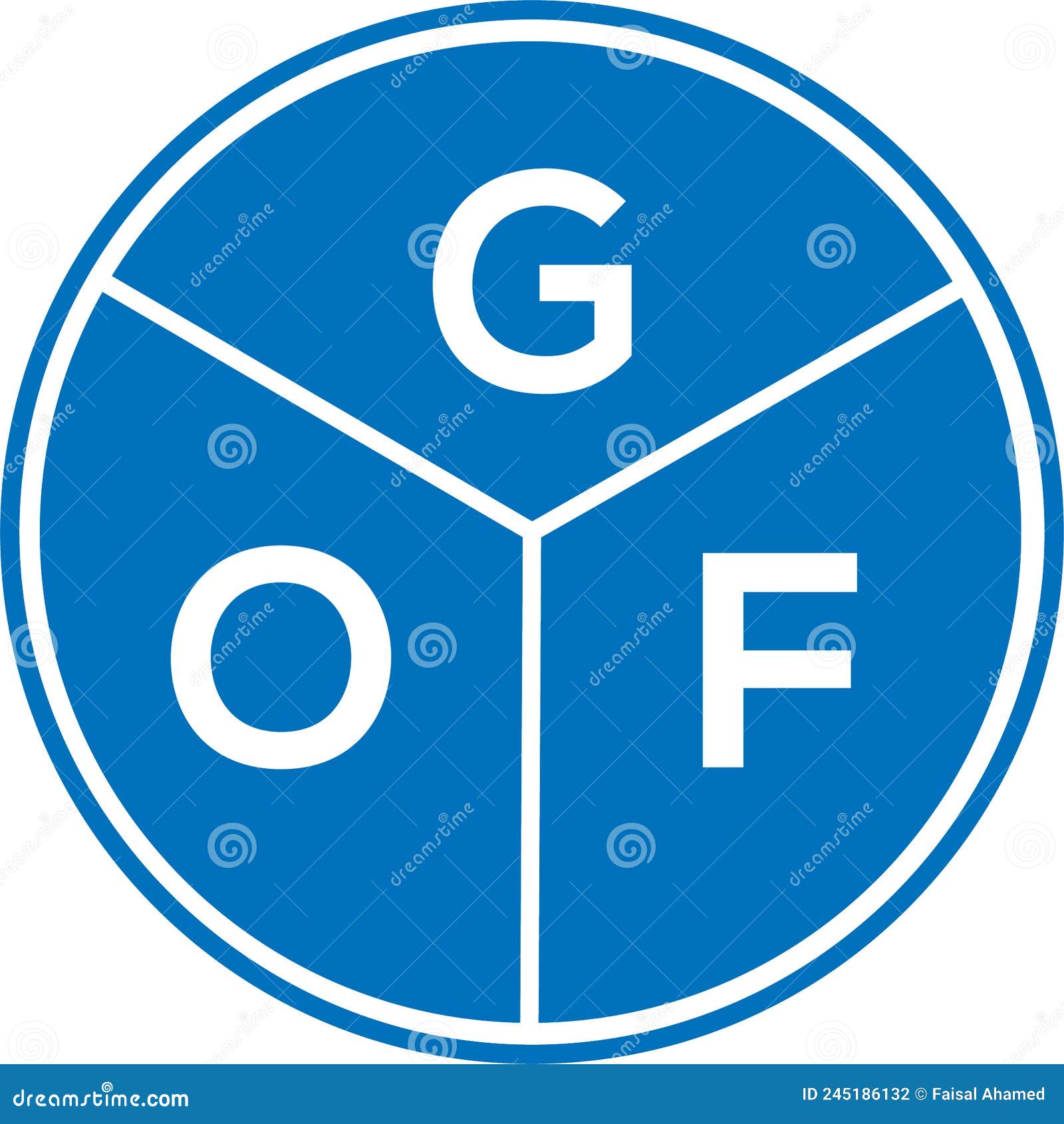 GOF Letter Logo Design on White Background. GOF Creative Circle Letter ...