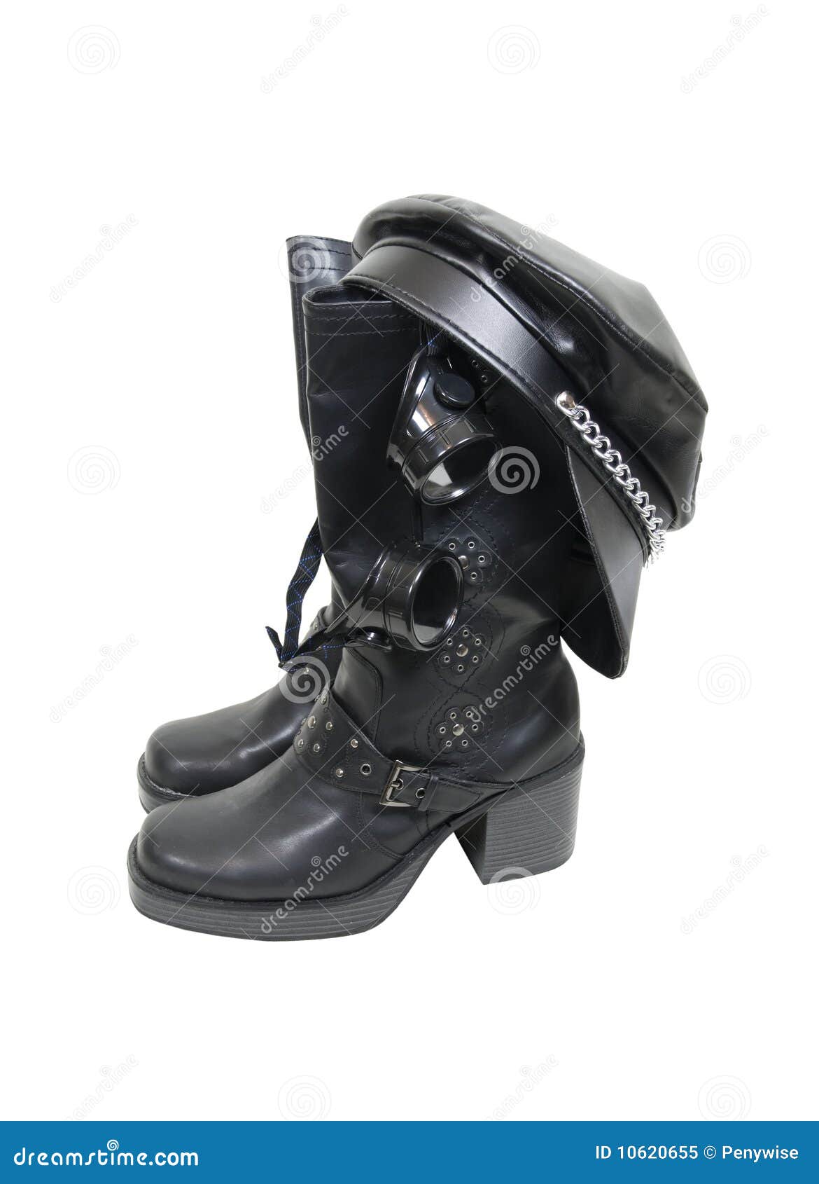 Goggled Biker Kit stock image. Image of boot, goggles - 10620655