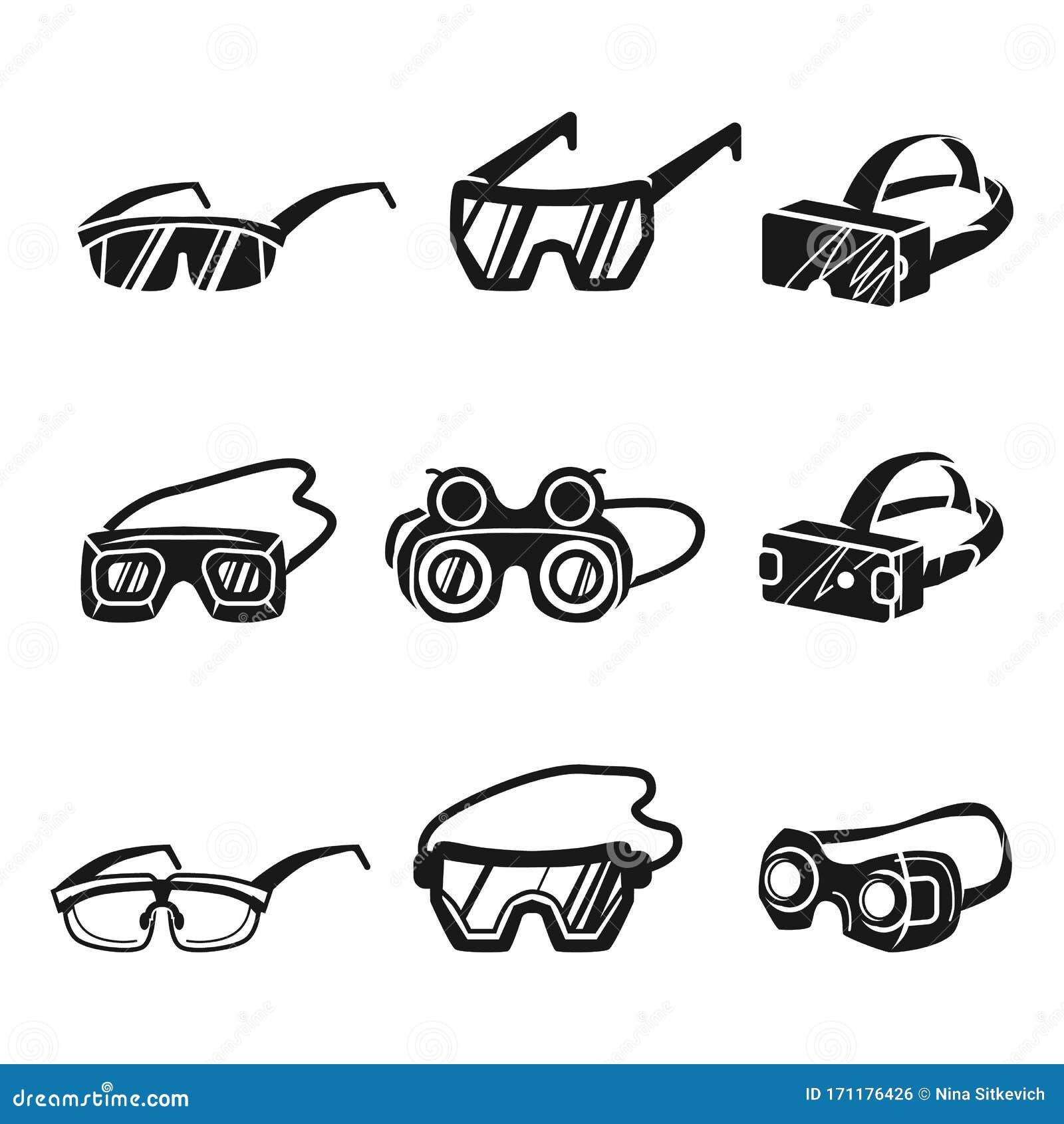 Goggles Icons Set, Simple Style Stock Vector - Illustration of ...