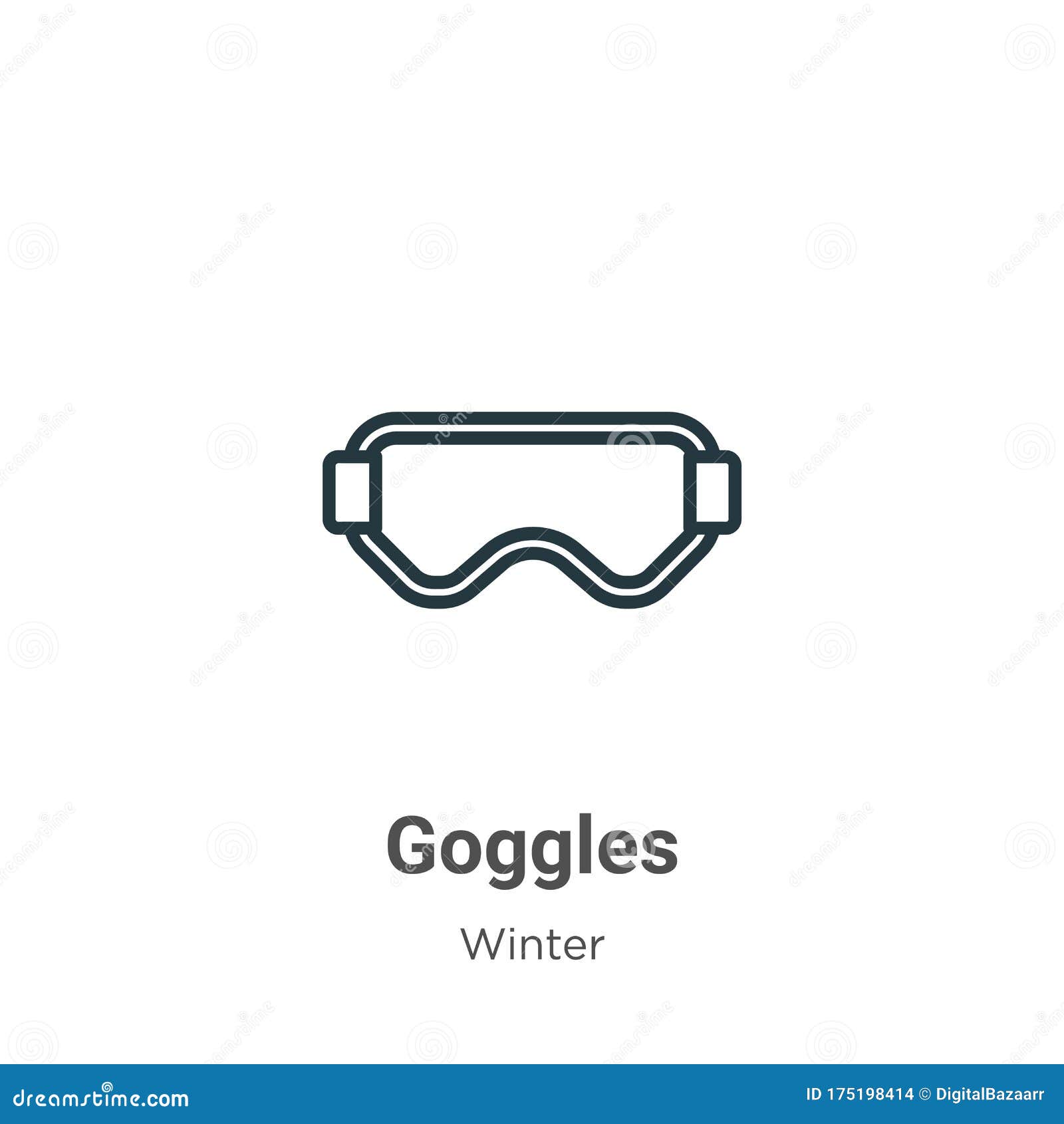 Goggles Outline Vector Icon. Thin Line Black Goggles Icon, Flat Vector ...
