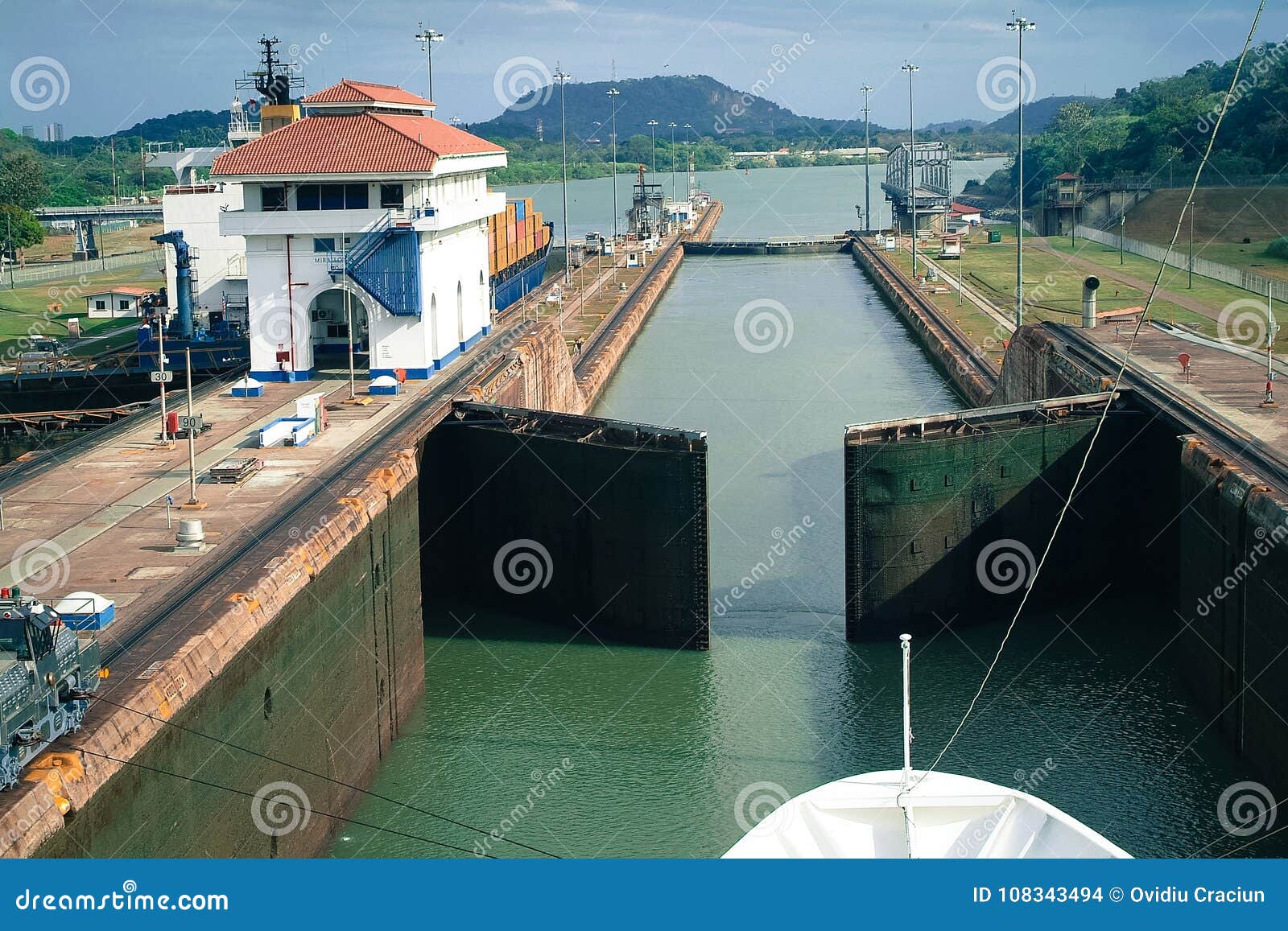 Going through the canal stock photo. Image of transport - 108343494