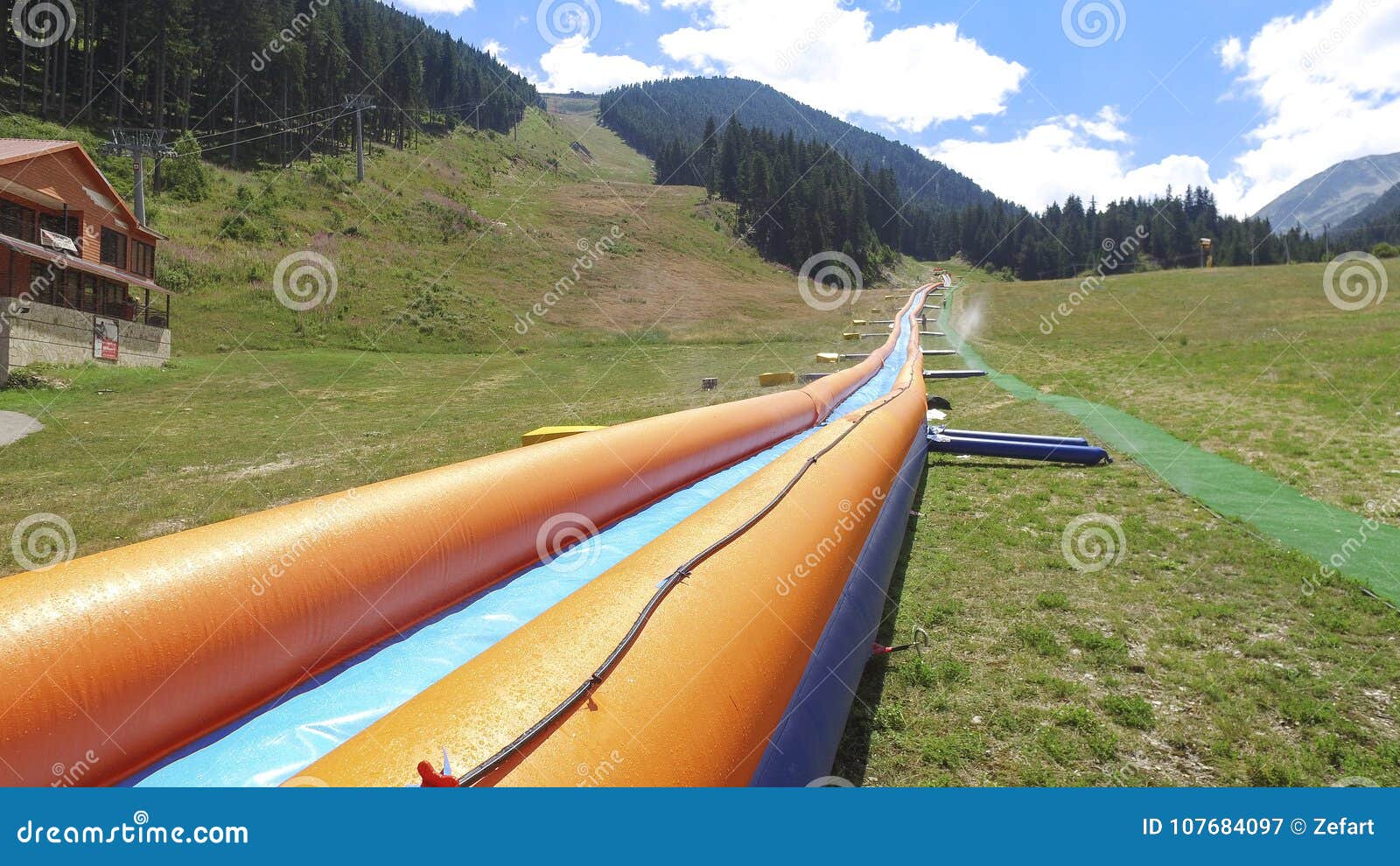 Long Water Slide during Summer Stock Image - Image of aqua, leisure ...