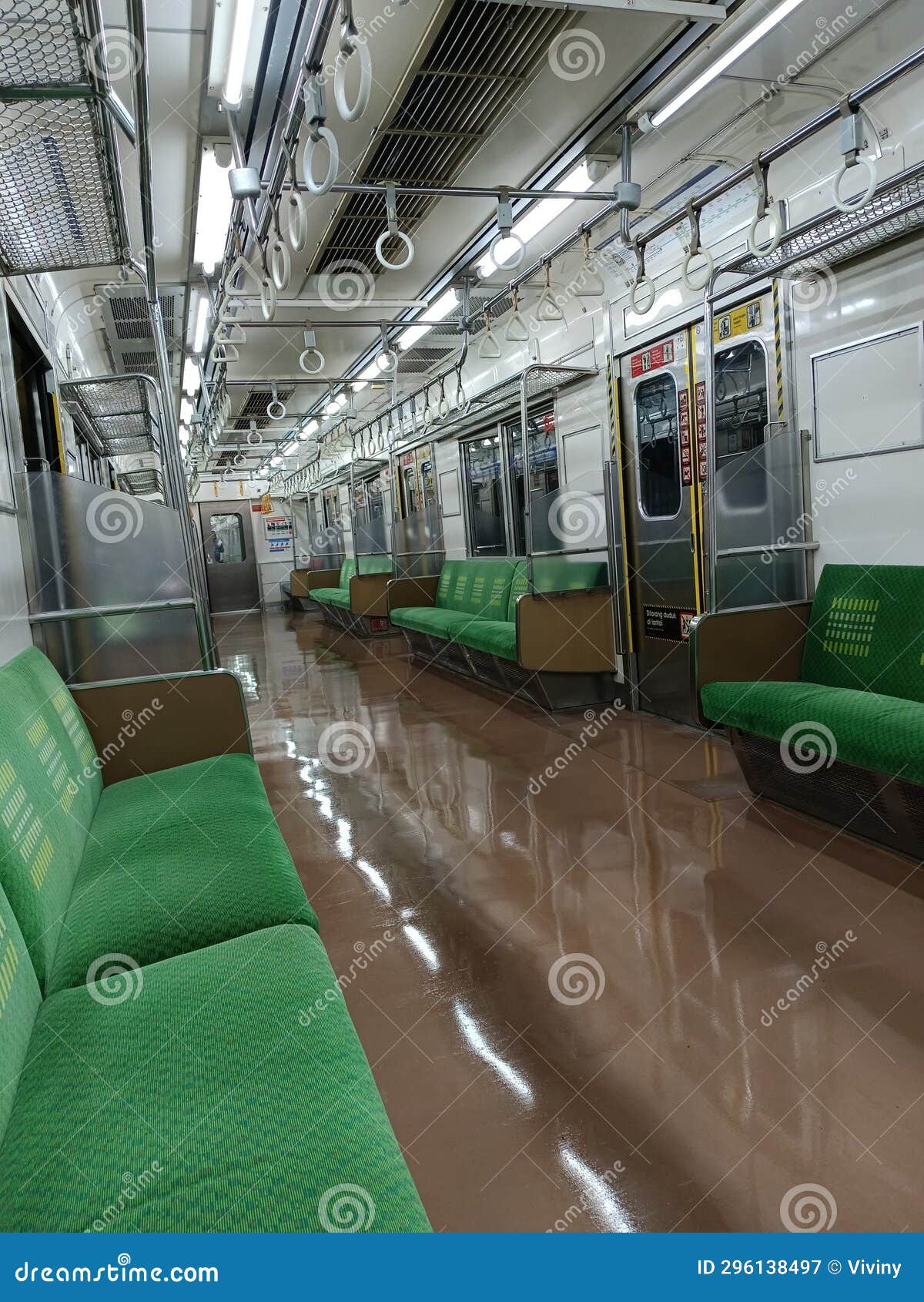 Going Home with Empty Train with Green Seat and Shine Floor Stock Image ...