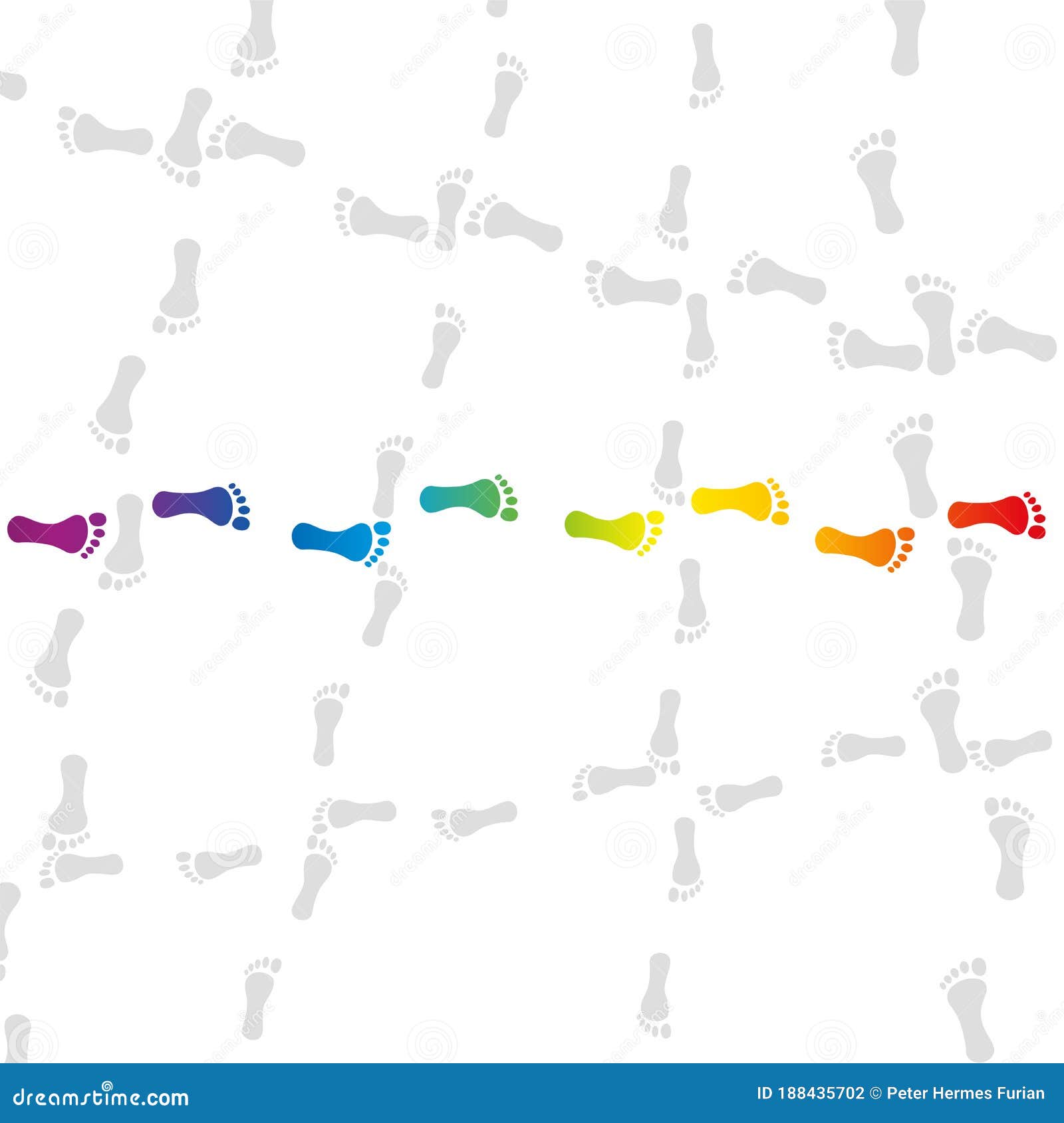 Going My Way Track Footmark Rainbow Colored Footprint Stock Vector ...