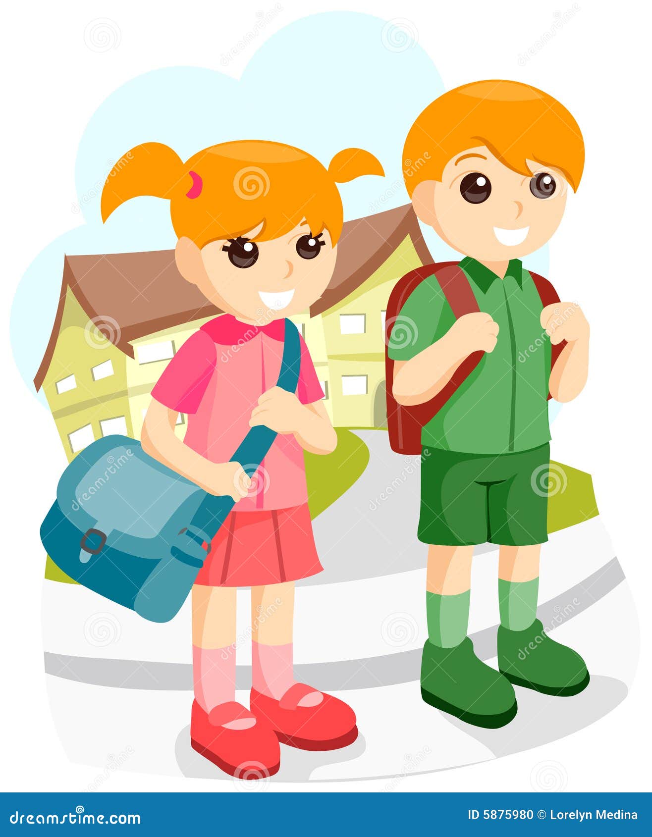 Going to School stock illustration. Illustration of girl - 5875980
