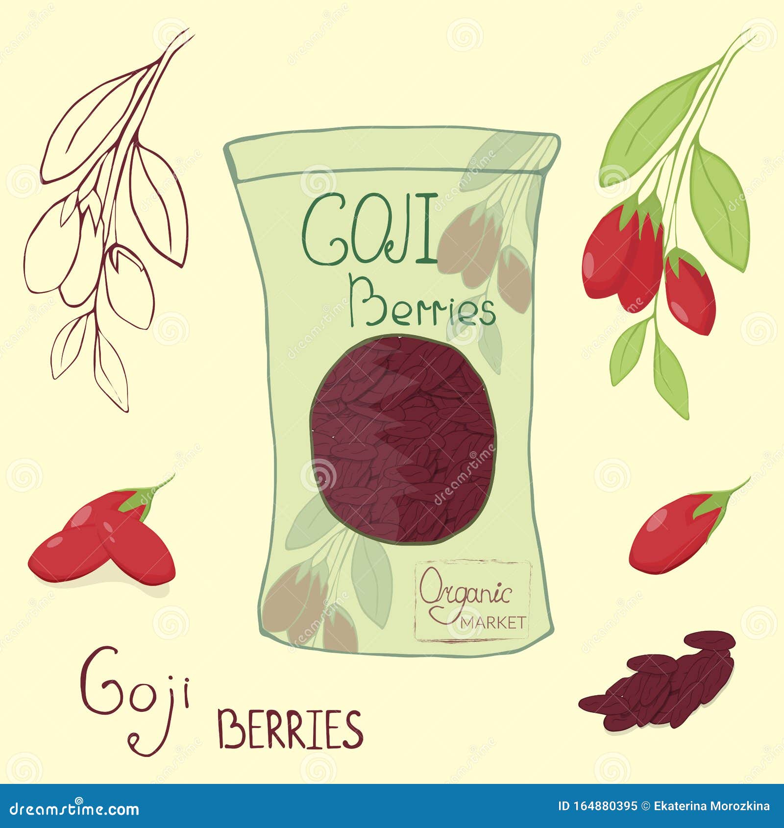 Goji berries stock illustration. Illustration of background - 164880395