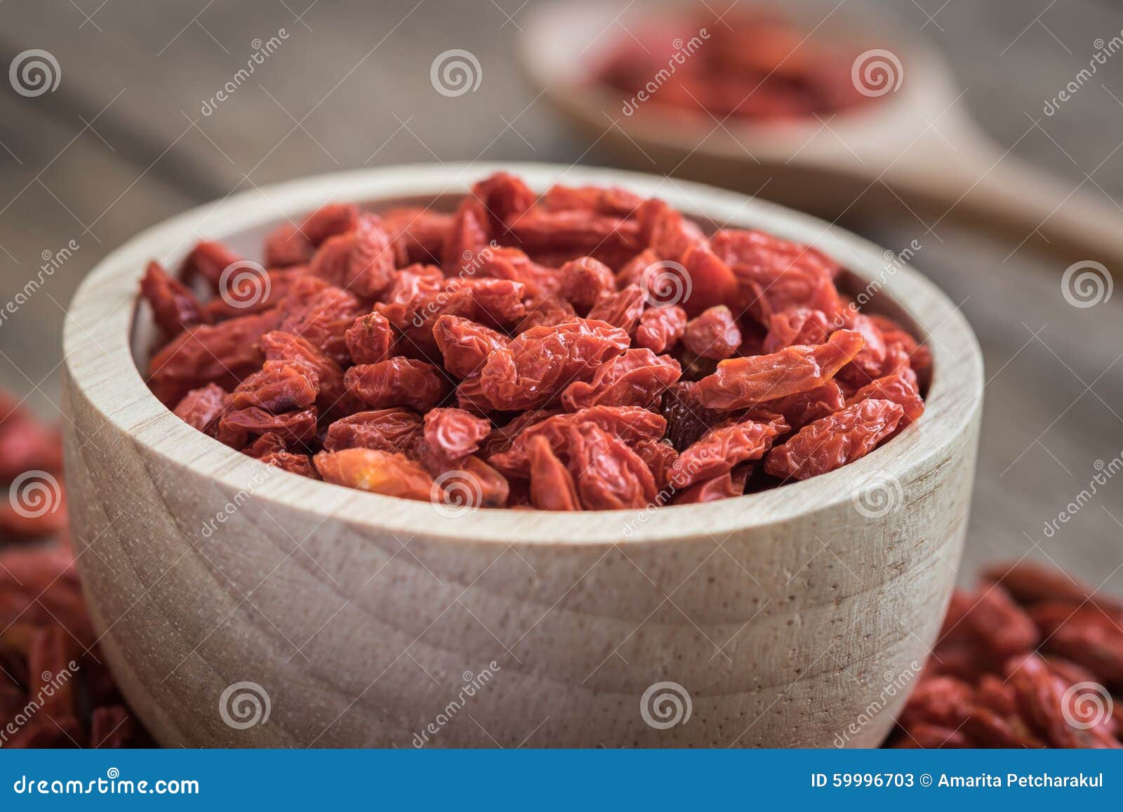 Goji Berries in Wooden Bowl Stock Image - Image of delicious ...