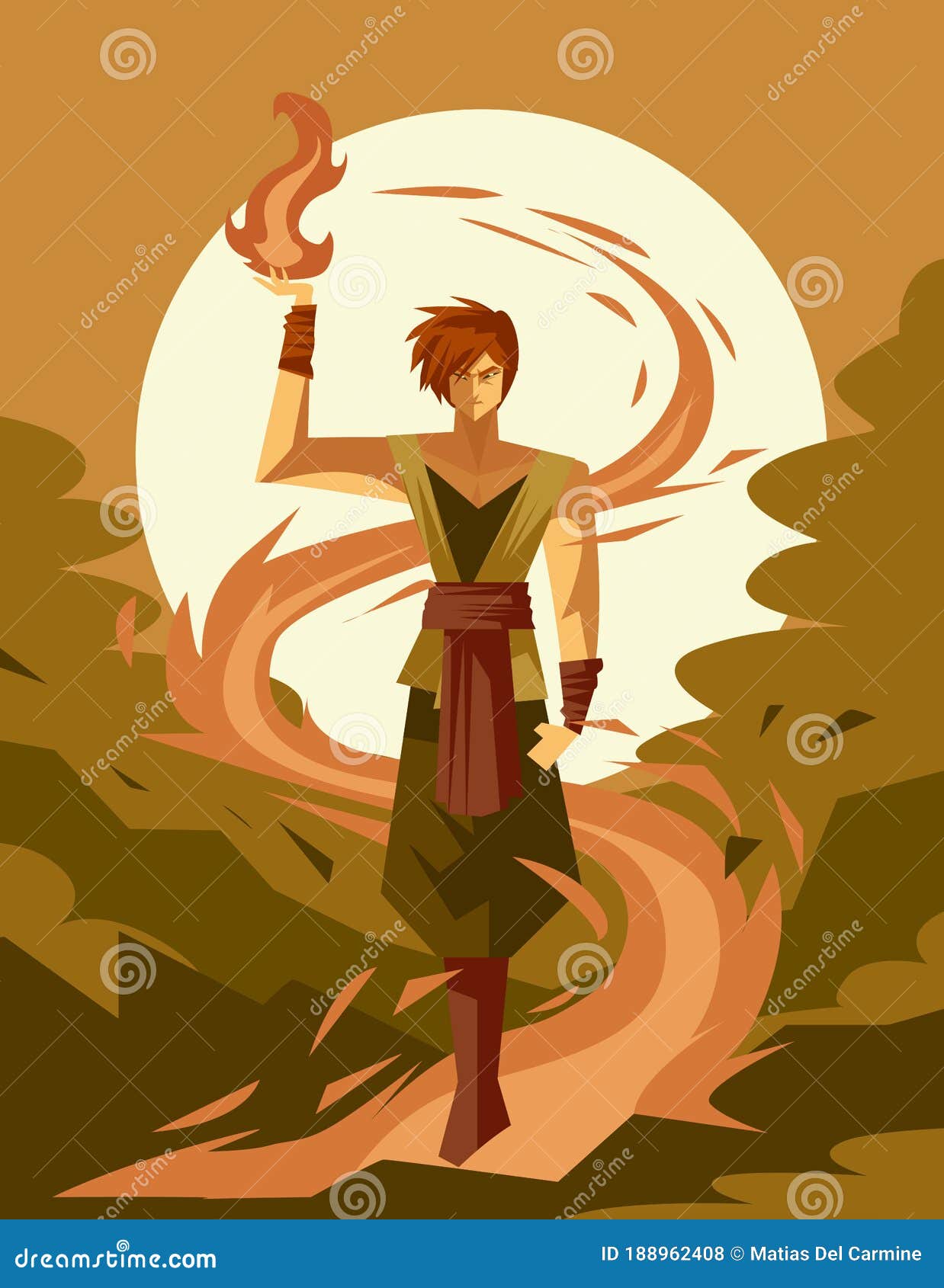 Strong Powerful Anime Fire Ninja Stock Illustration - Illustration of ...