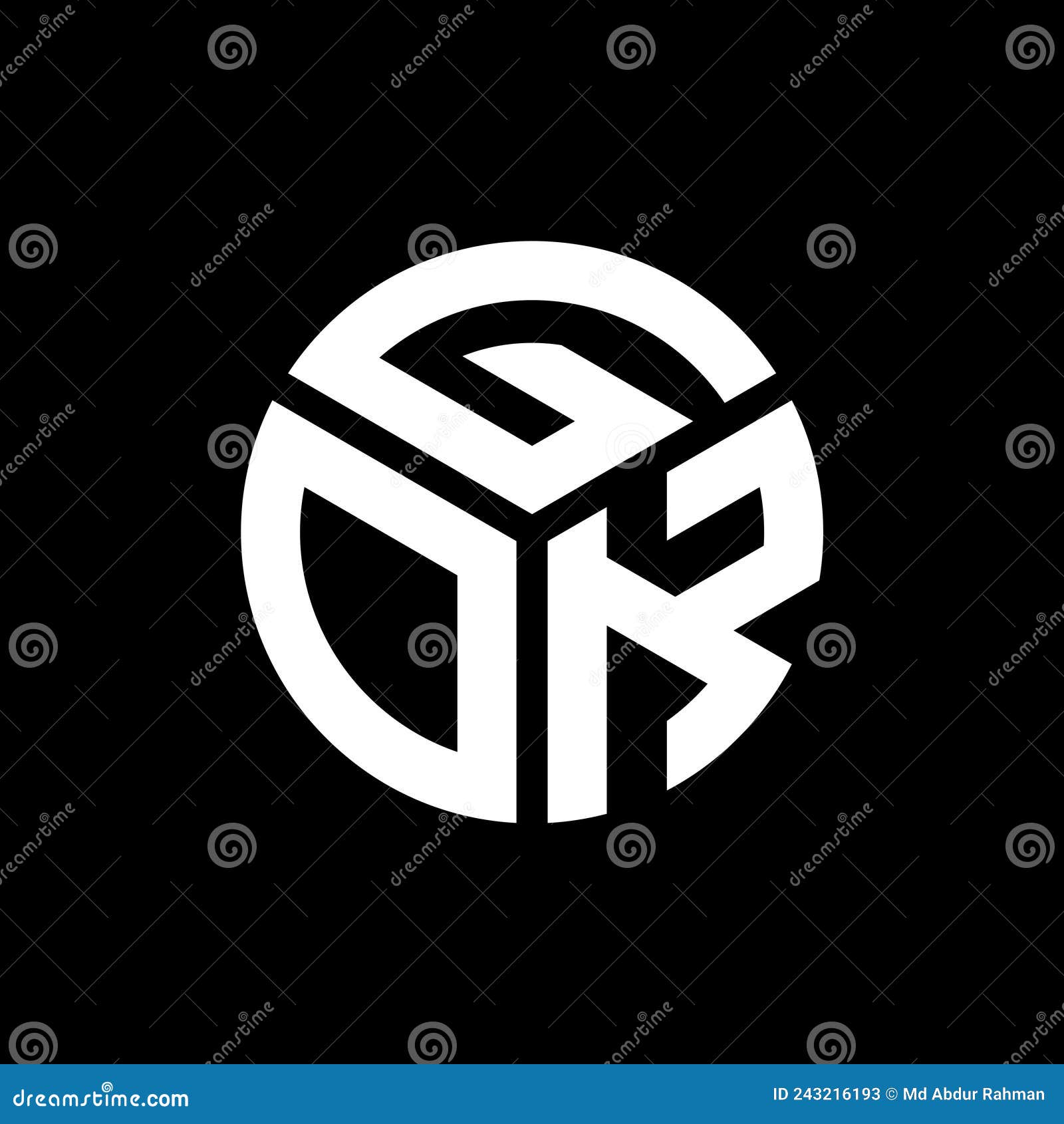 GOK Letter Logo Design On Black Background. GOK Creative Initials ...