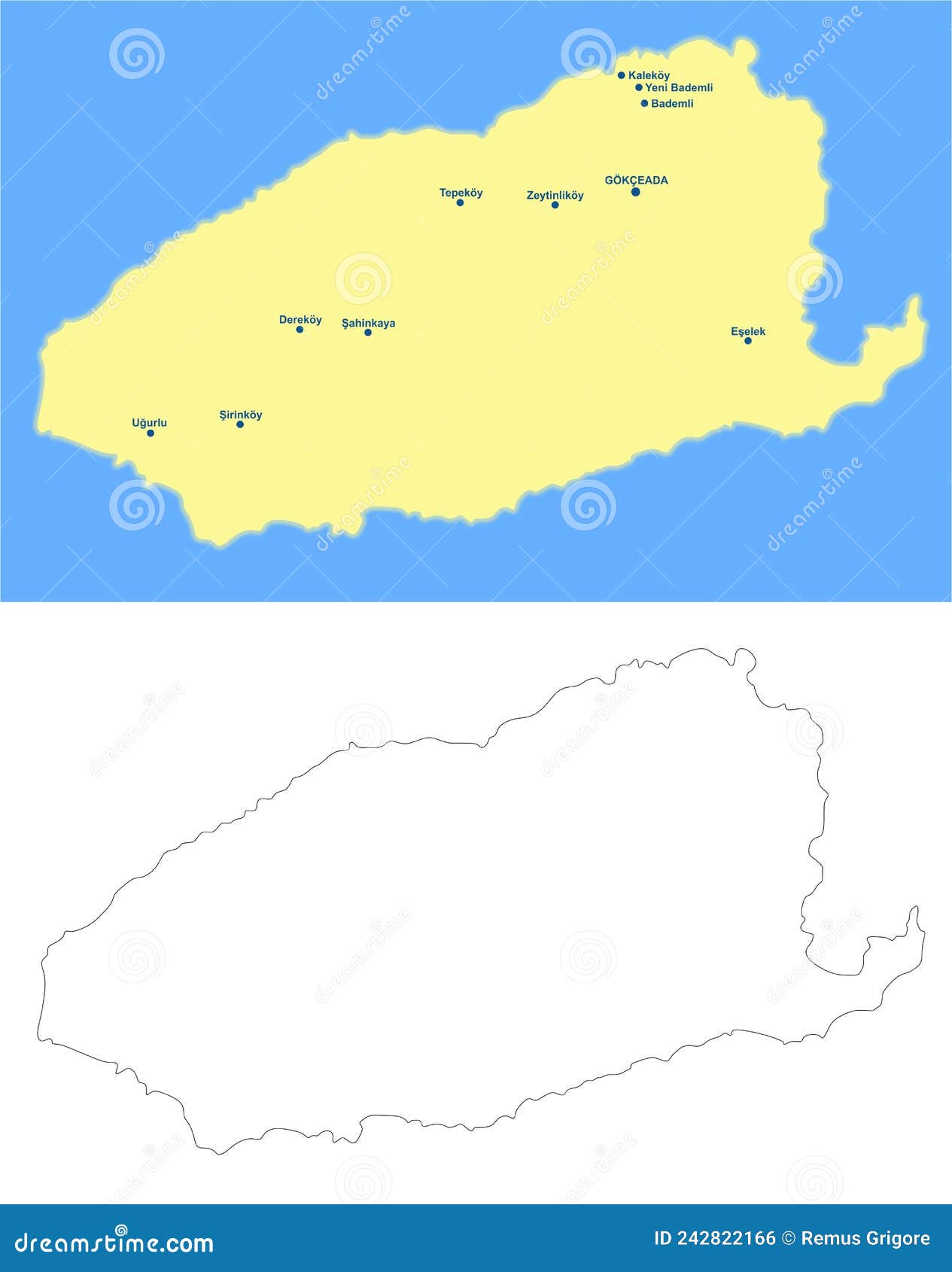 Gokceada Island Map - Cdr Format Stock Vector - Illustration of ...