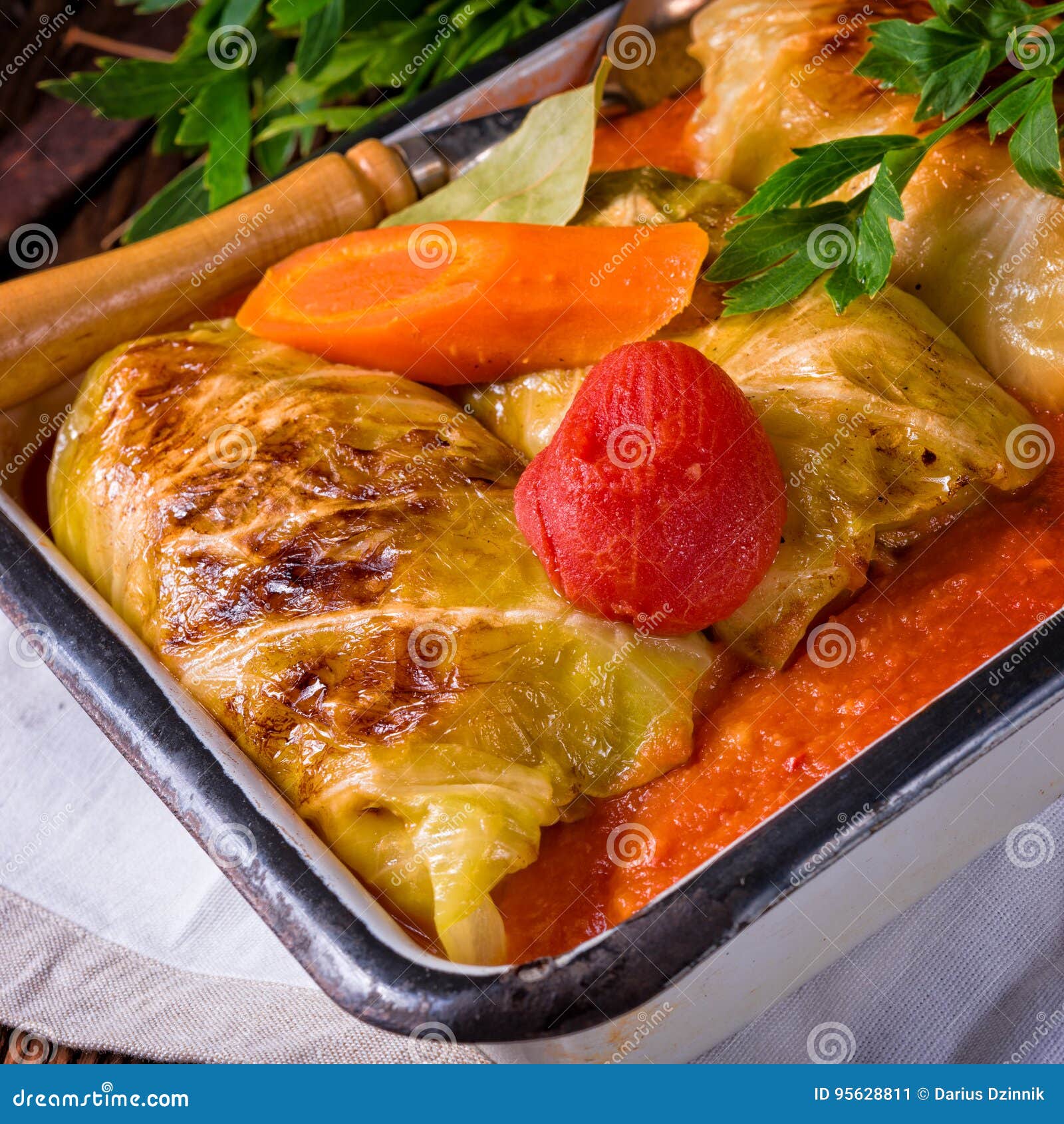 Golabki - Polish Cabbage Rolls in Tomato Sauce Stock Image - Image of ...