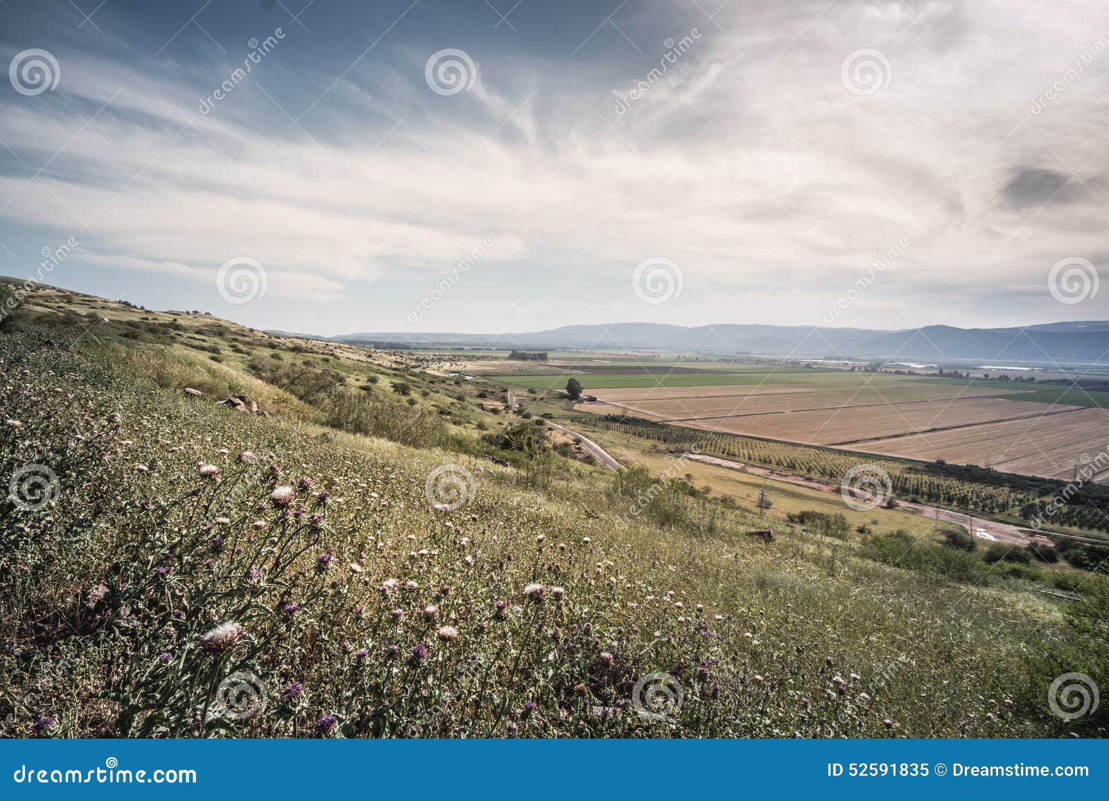 Golan Heights Landscape Israel Stock Image - Image of clouds, blue ...