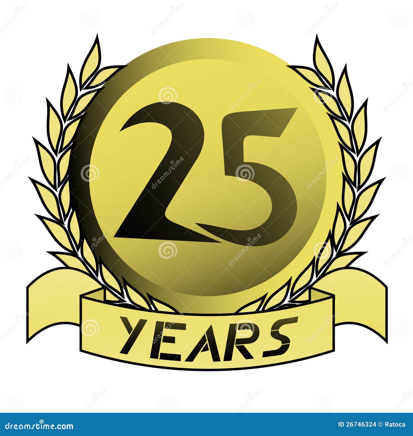 Gold 25 Jahre vektor abbildung. Illustration von gedenken - 26746324