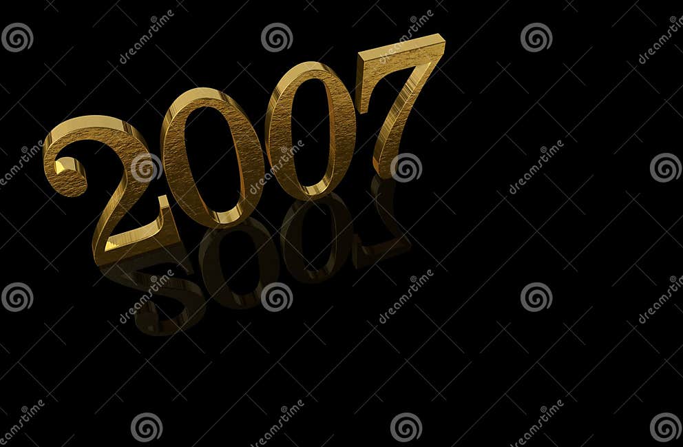 Gold 3D 2007 with Reflections Stock Illustration - Illustration of ...