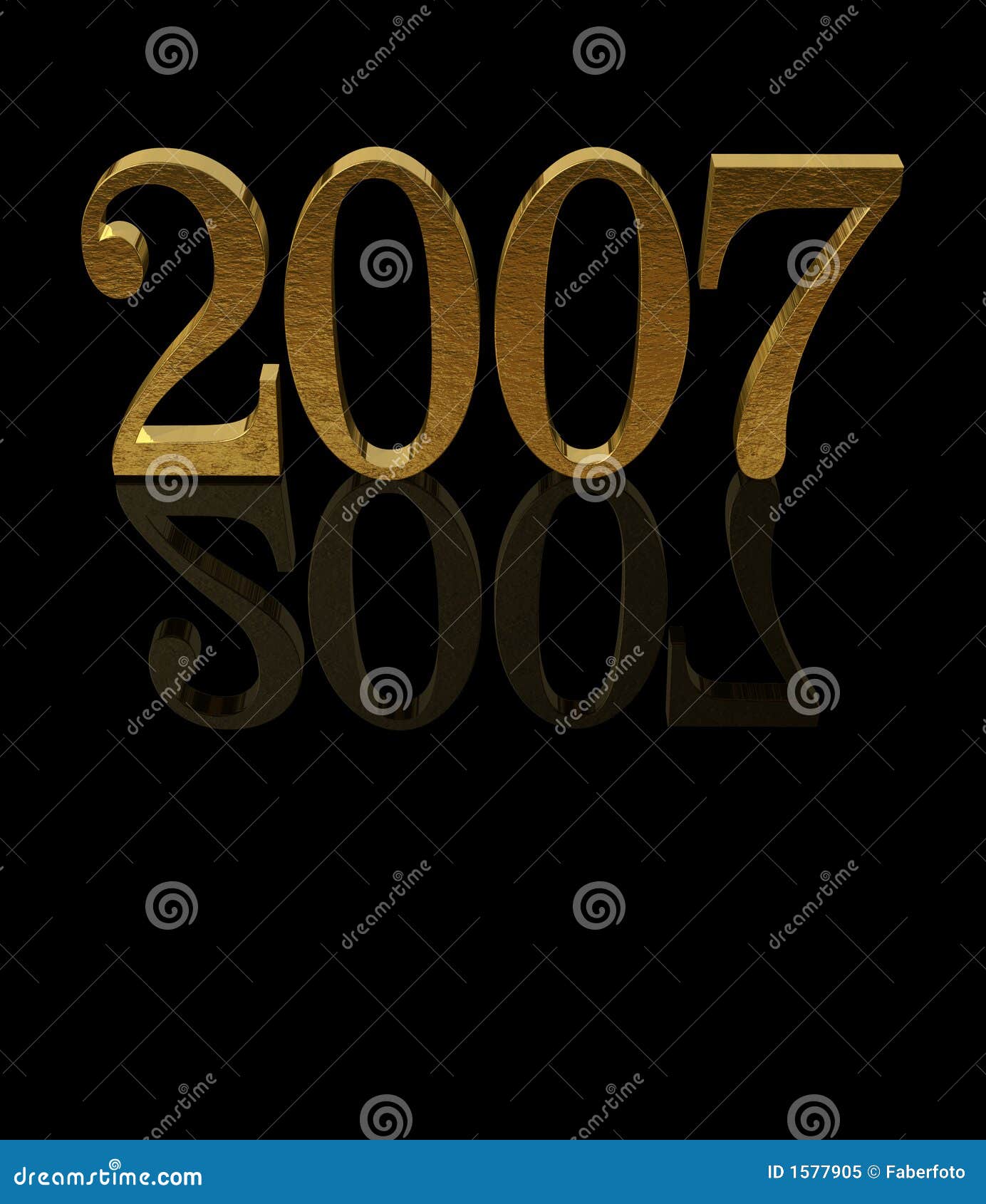 Gold 3D 2007 with Reflections Stock Illustration - Illustration of ...