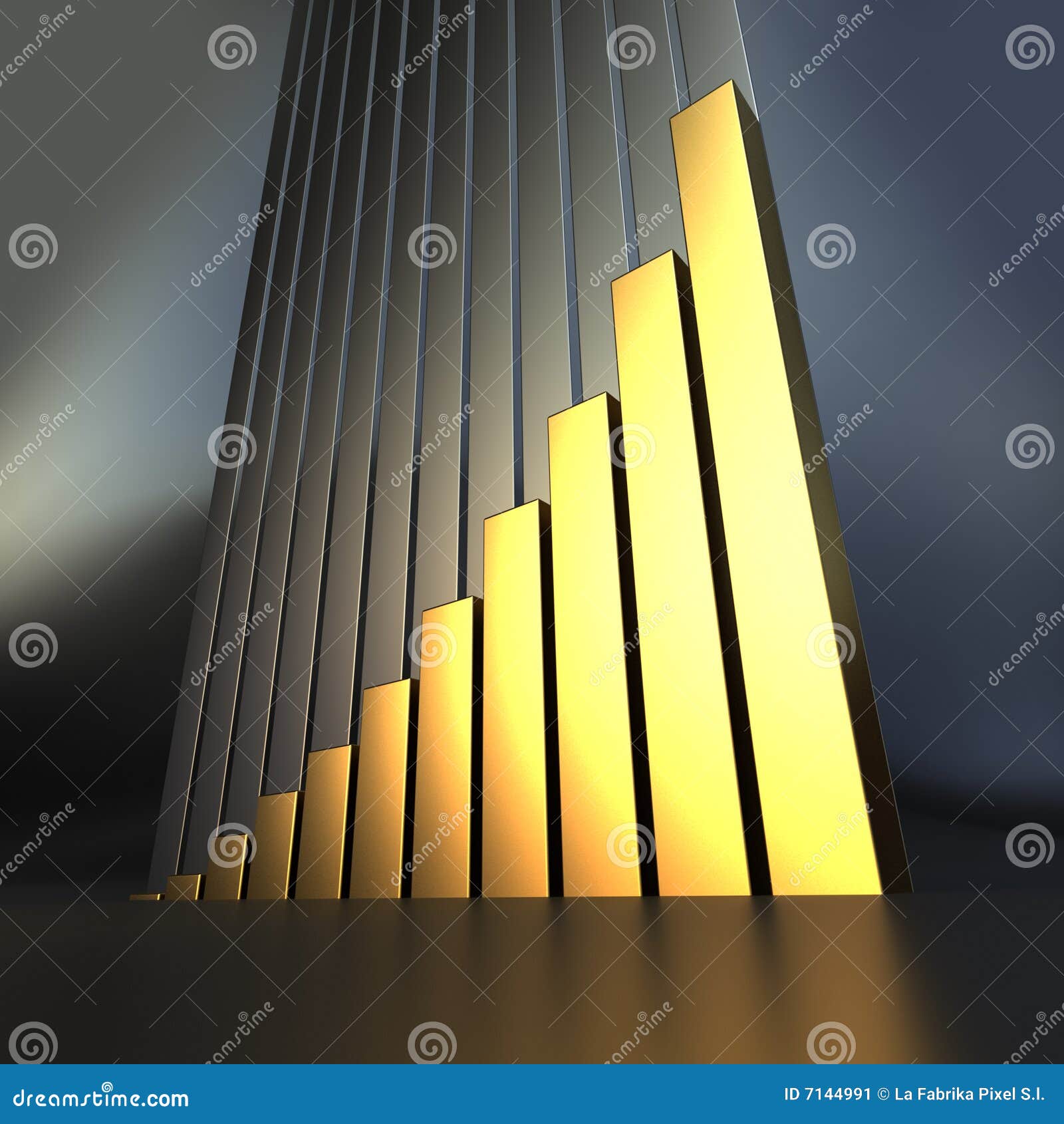 Gold 3D Business Growth Chart Stock Illustration - Illustration of ...