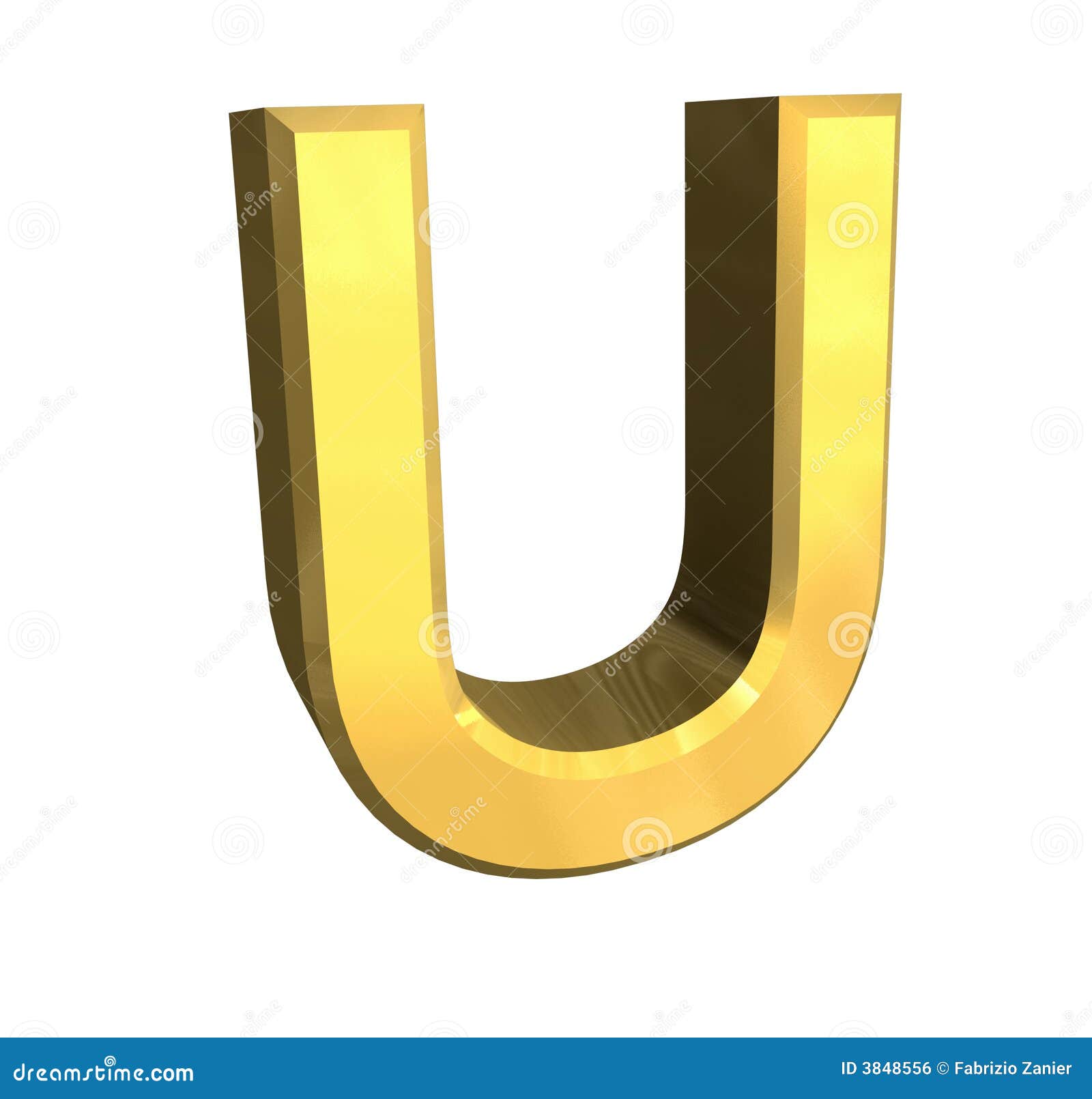Gold 3d letter U stock illustration. Illustration of render - 3848556
