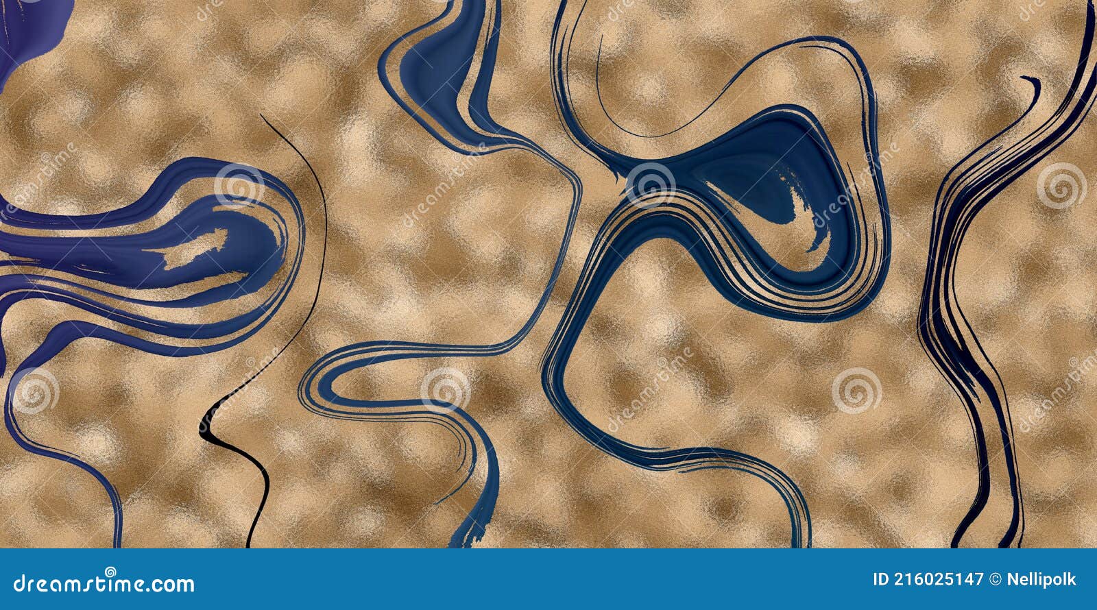 Gold Abstract Background with Blue Veins Stock Illustration ...