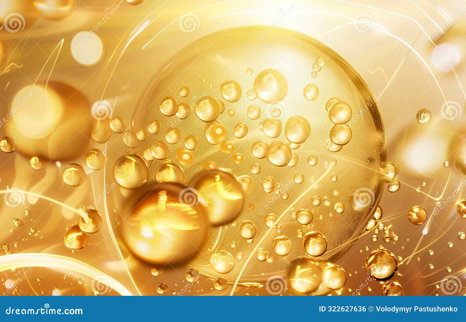 Gold Abstract Background with Bubbles and Light Stock Photo - Image of ...