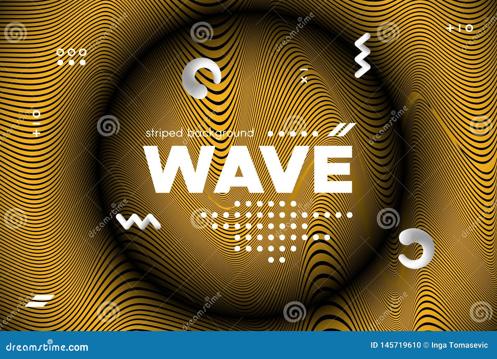 Gold Wave Banner with Distorted Lines. Stock Vector - Illustration of ...