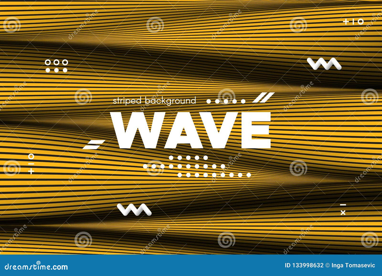 Gold Wave Banner with Distorted Lines. Stock Vector - Illustration of ...
