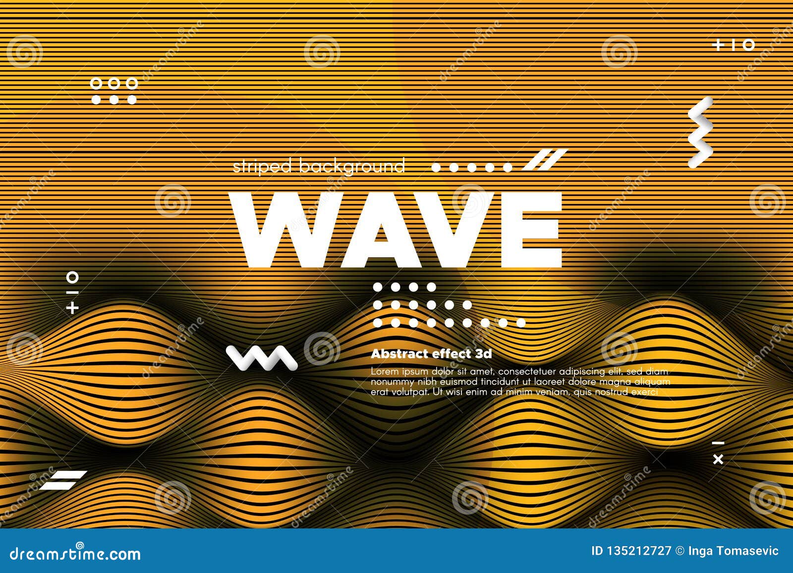Gold Wave Banner with Distorted Lines. Stock Vector - Illustration of ...