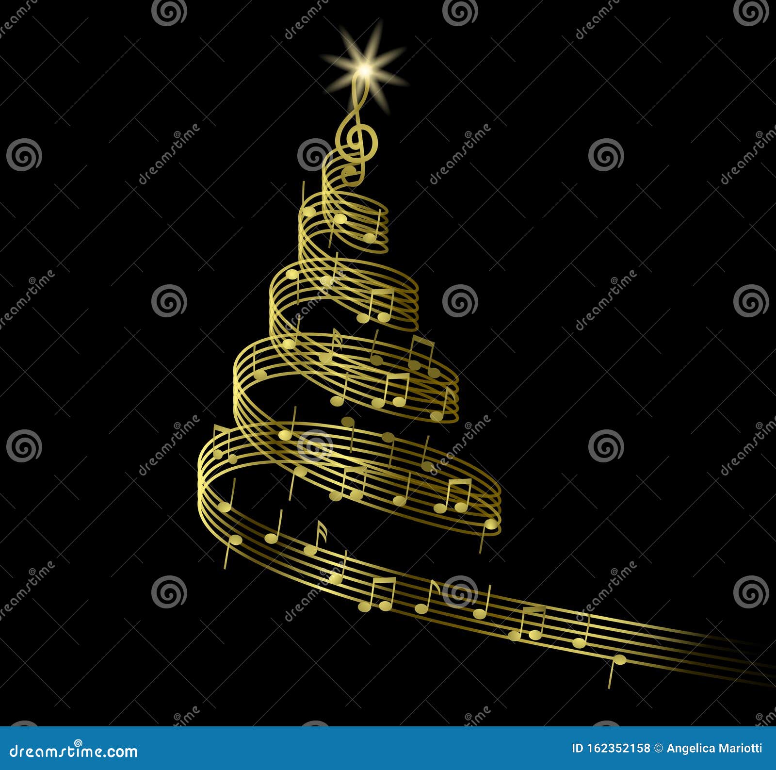 Gold Abstract Christmas Tree with Music Notes Stock Vector ... Gold Abstract Christmas Tree with Music Notes Stock Vector ...