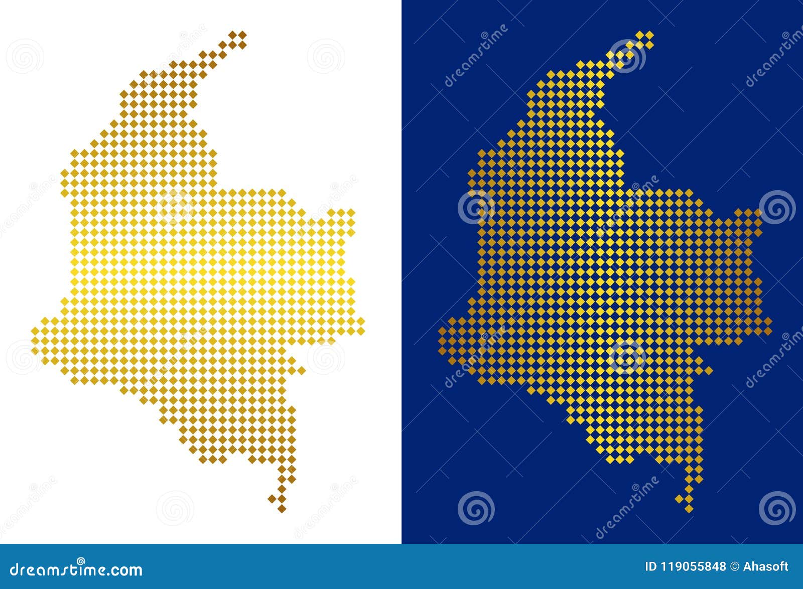 Gold Abstract Colombia Map stock vector. Illustration of collage ...