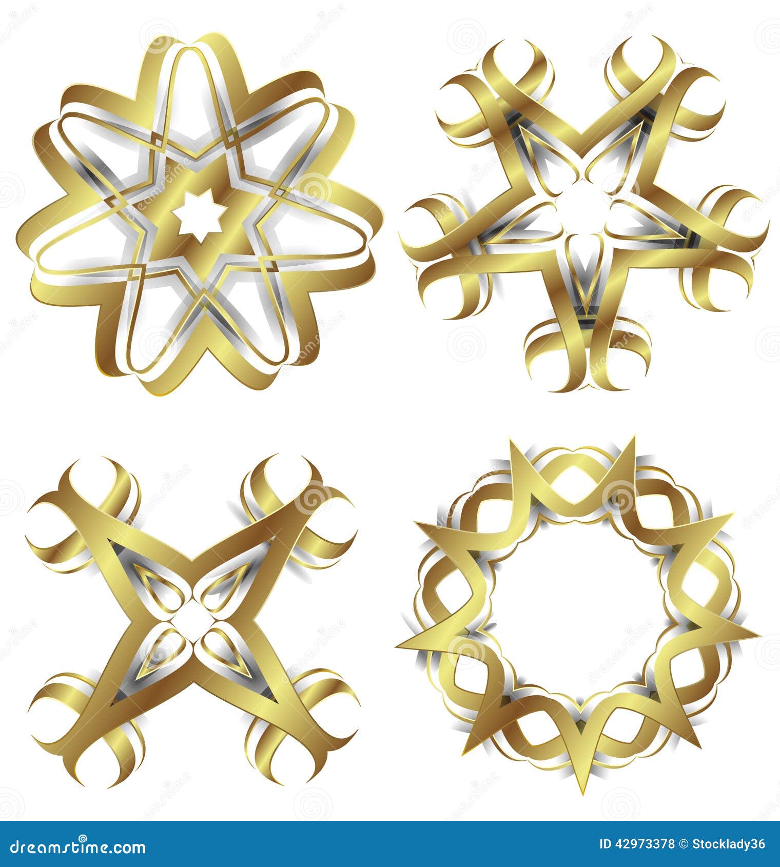 Gold Abstract Flower Elements Stock Vector - Illustration of artwork ...