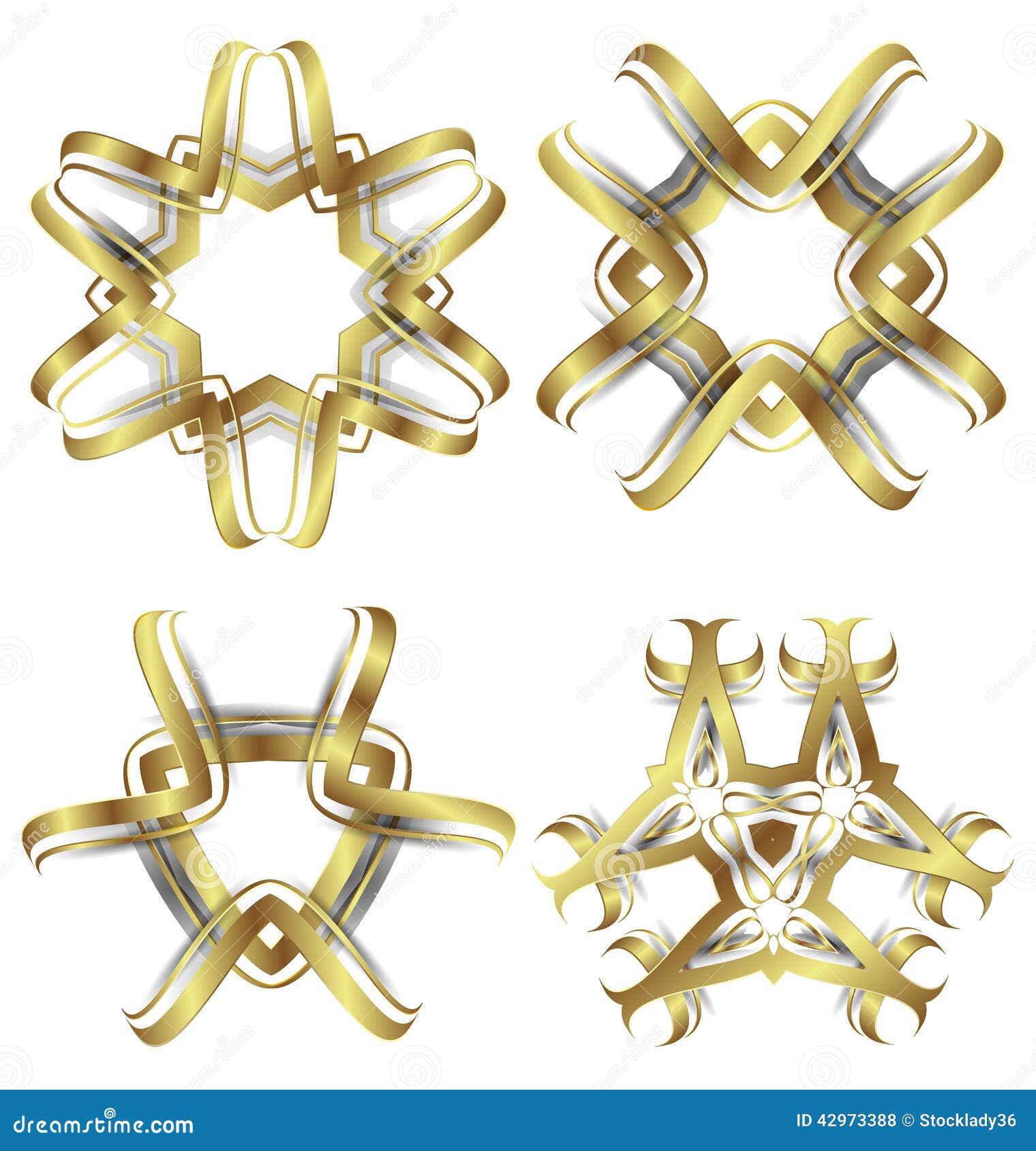 Gold Abstract Flower Elements Stock Vector - Illustration of fine ...