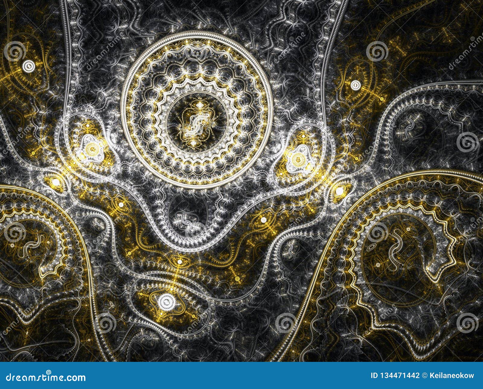 Gold Abstract Fractal Machine Stock Illustration - Illustration of ...