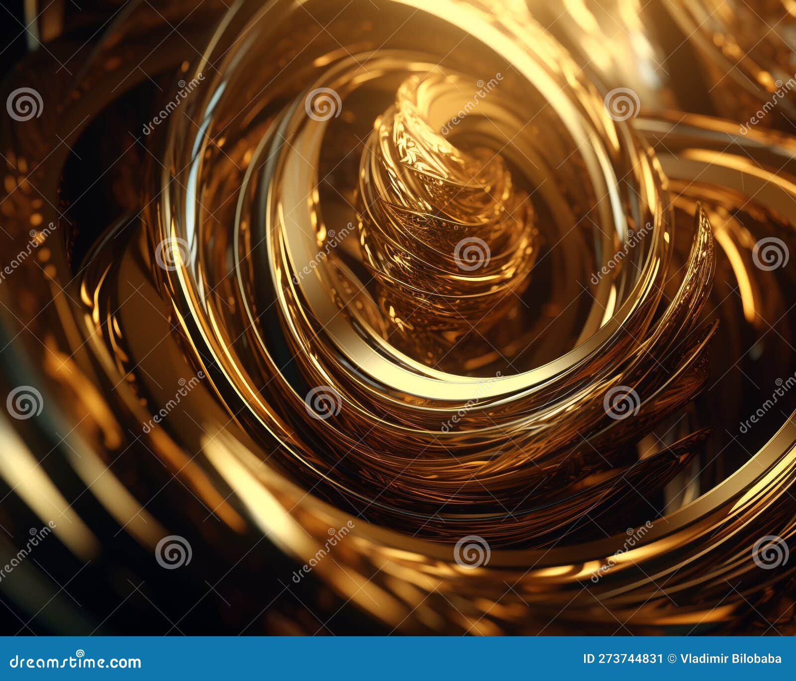 Gold Abstract Illustration Plastic 3d Structure Stock Illustration ...
