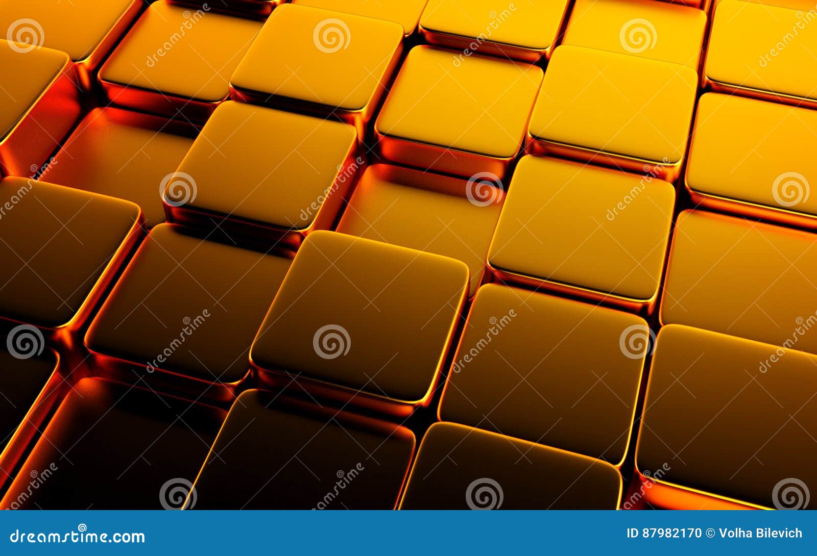 Gold Abstract Image of Cubes Background. 3d Render Stock Illustration ...