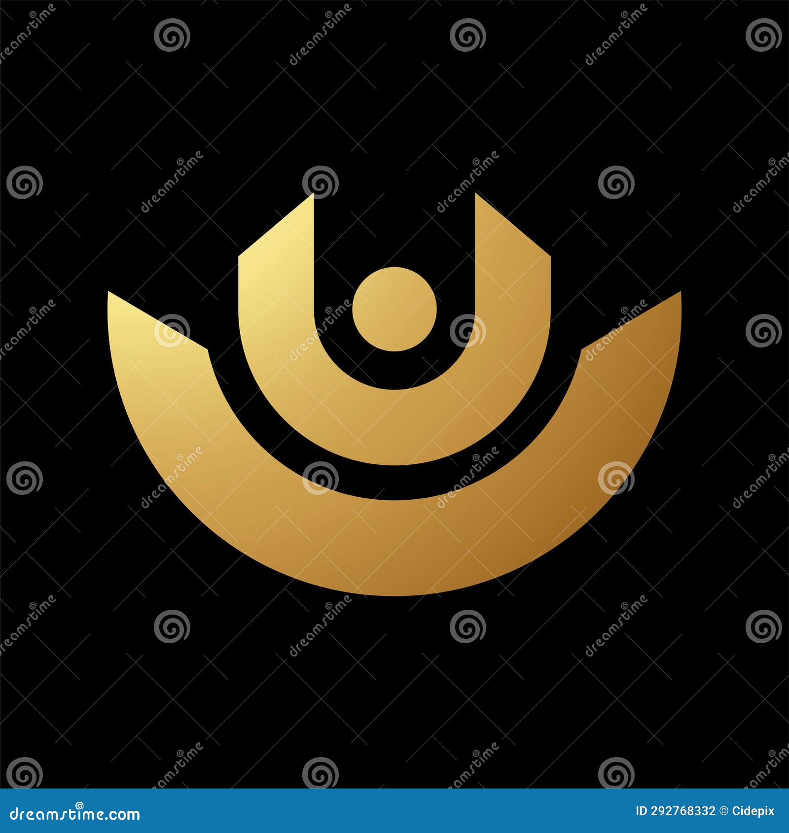 Gold Abstract Letter U Shaped Icon with a Circle Stock Vector ...