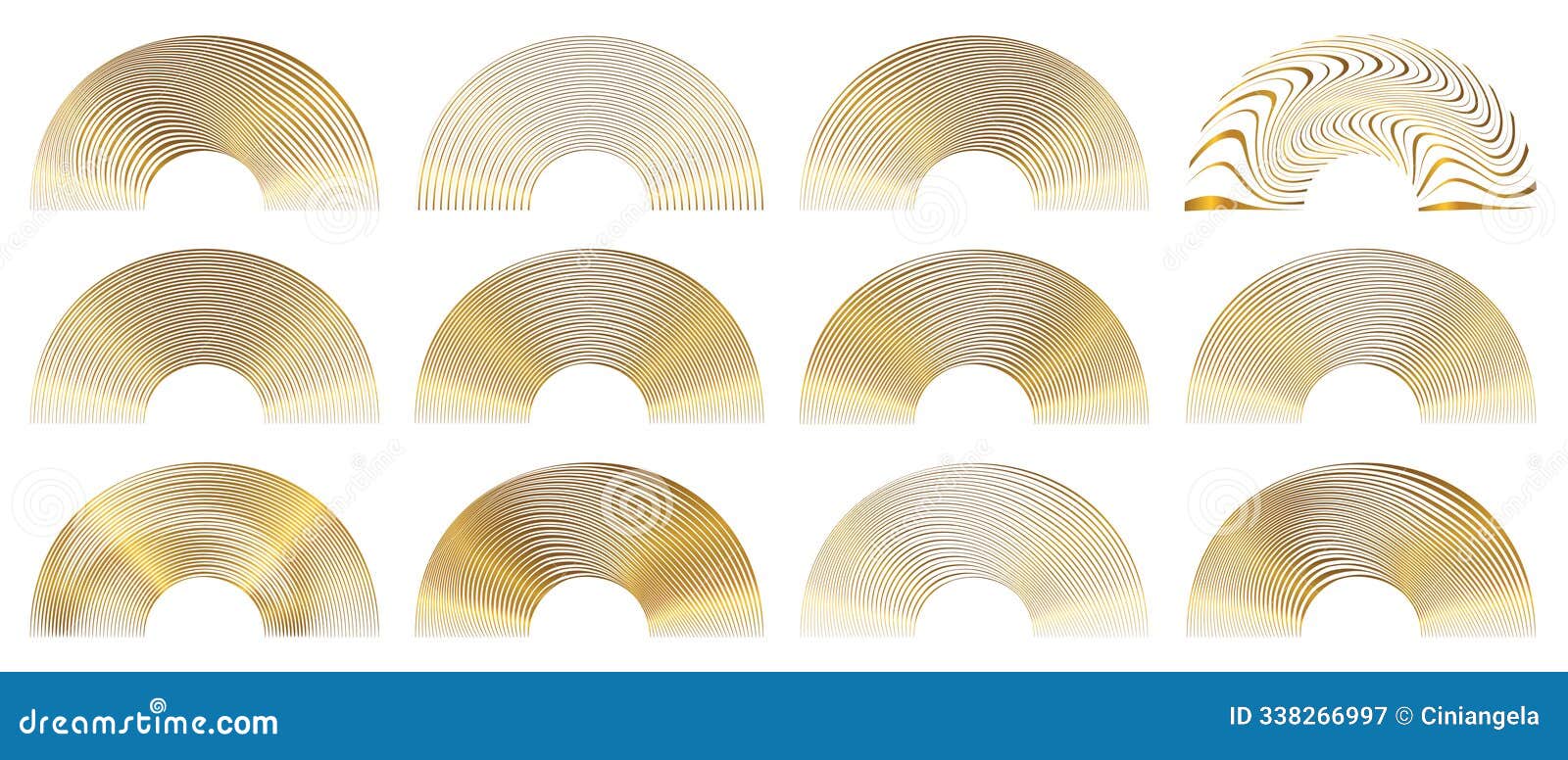 Gold Abstract Line Thin Elegant Arch Shape Sunshine Elements Collection ...