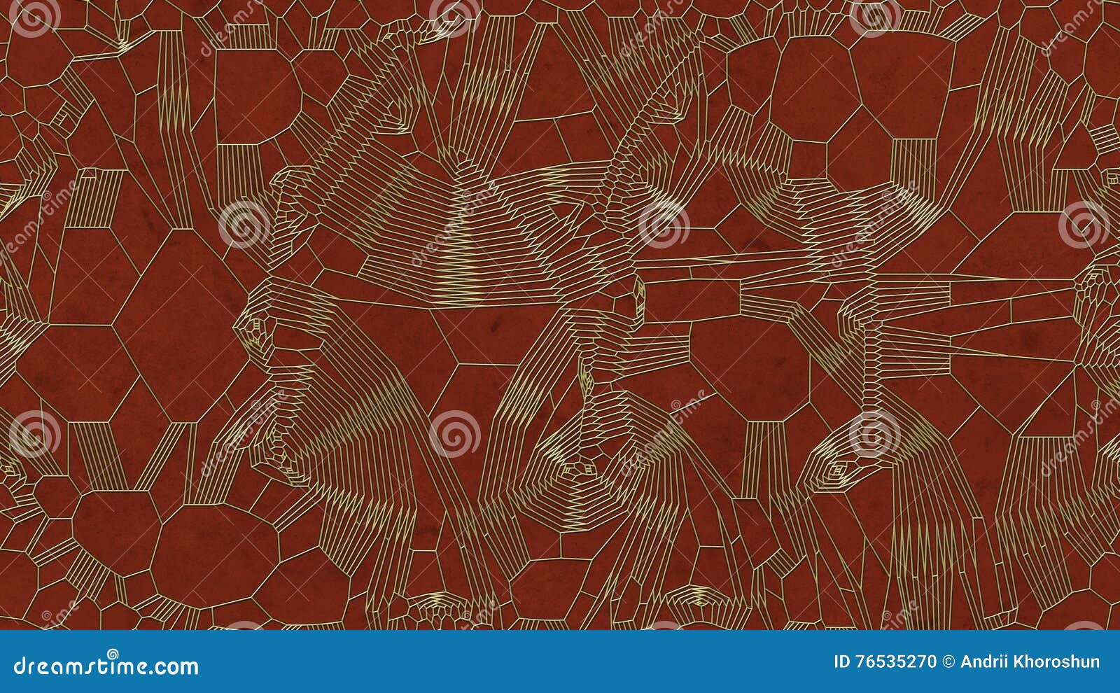Gold Abstract Pattern on Red Background. 3d Rendering Stock Photo ...