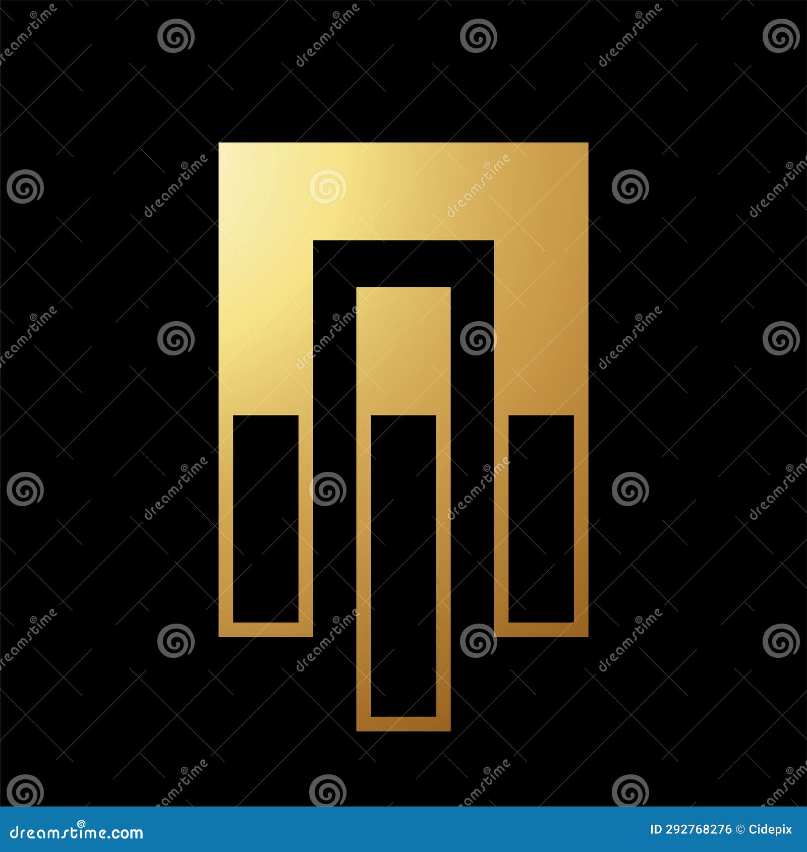 Gold Abstract Rectangle Shaped Letter M Icon Stock Vector ...