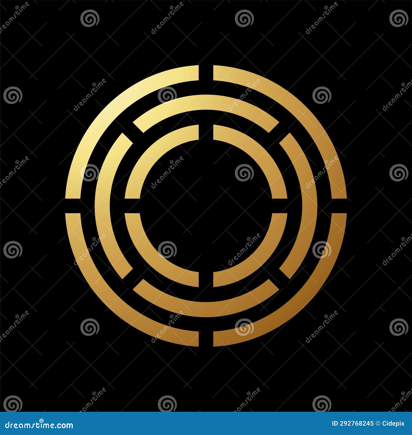 Gold Abstract Round Maze Shaped Icon Stock Vector - Illustration of ...