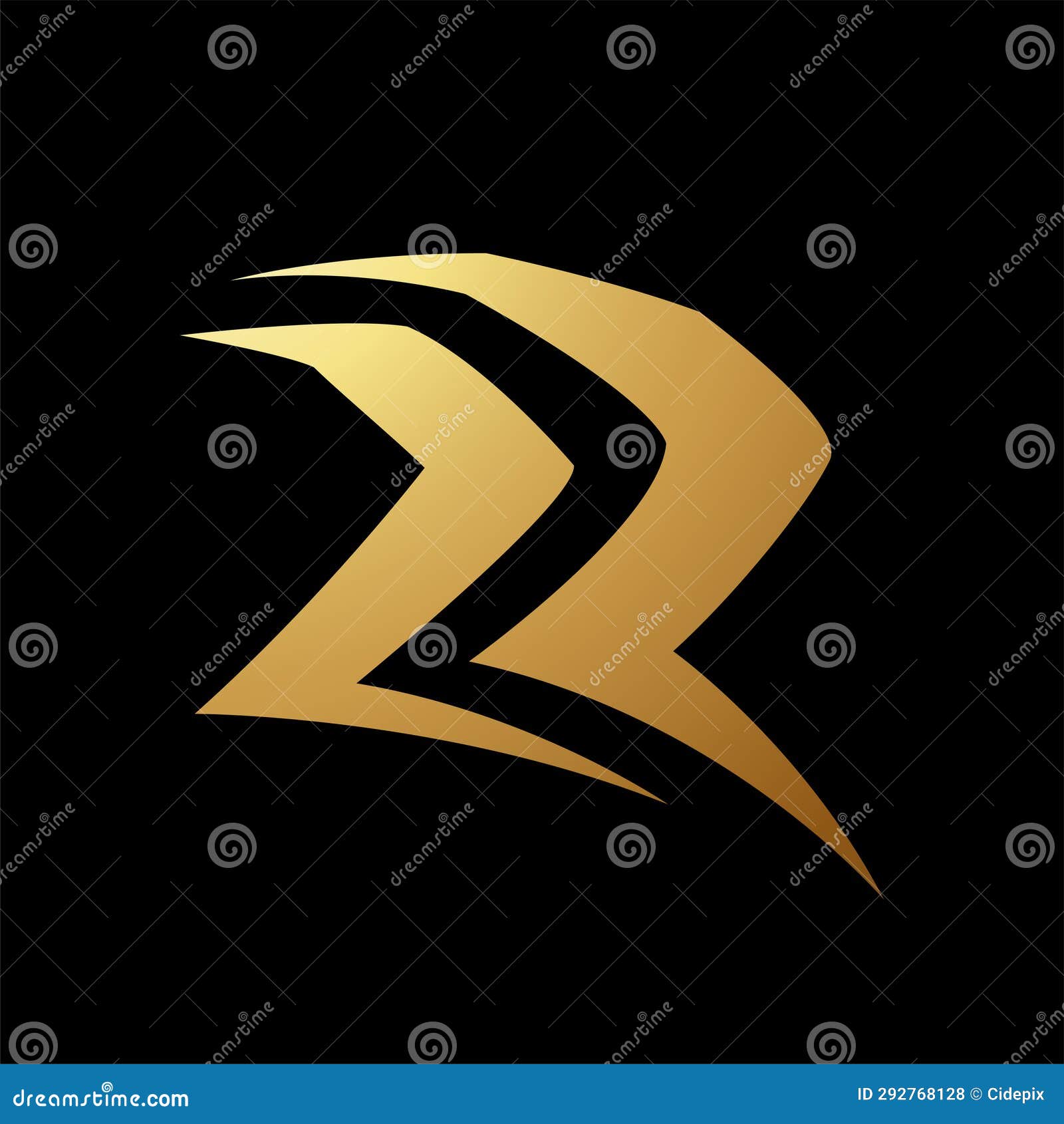 Gold Abstract Simplistic Letter R Icon Stock Vector - Illustration of ...