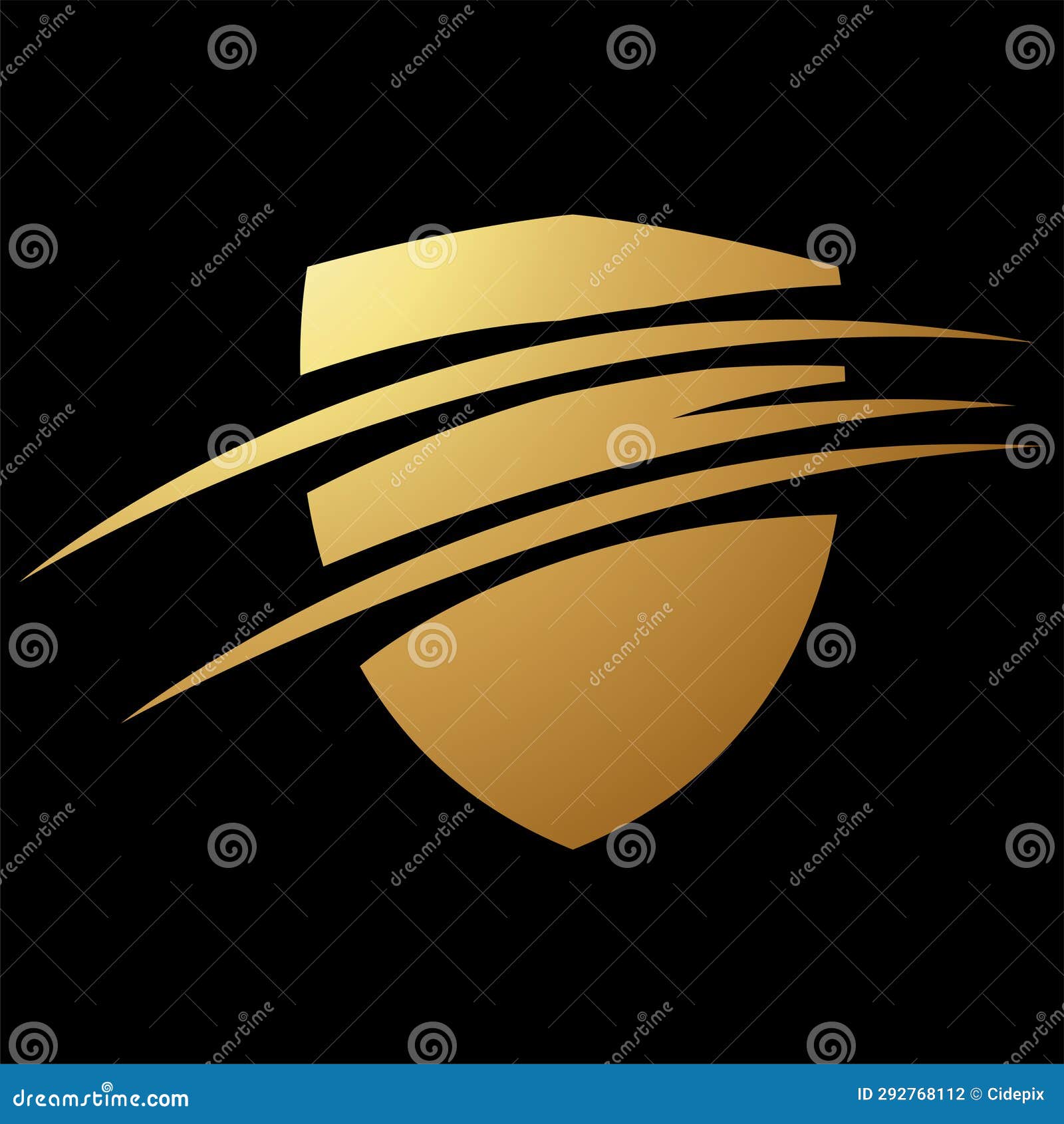 Gold Abstract Slashed Shield Icon Stock Vector - Illustration of ...