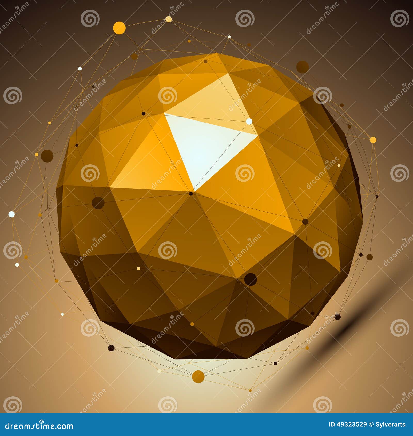 Gold Abstract Spherical Vector Object With Lines Mesh Placed Over ...