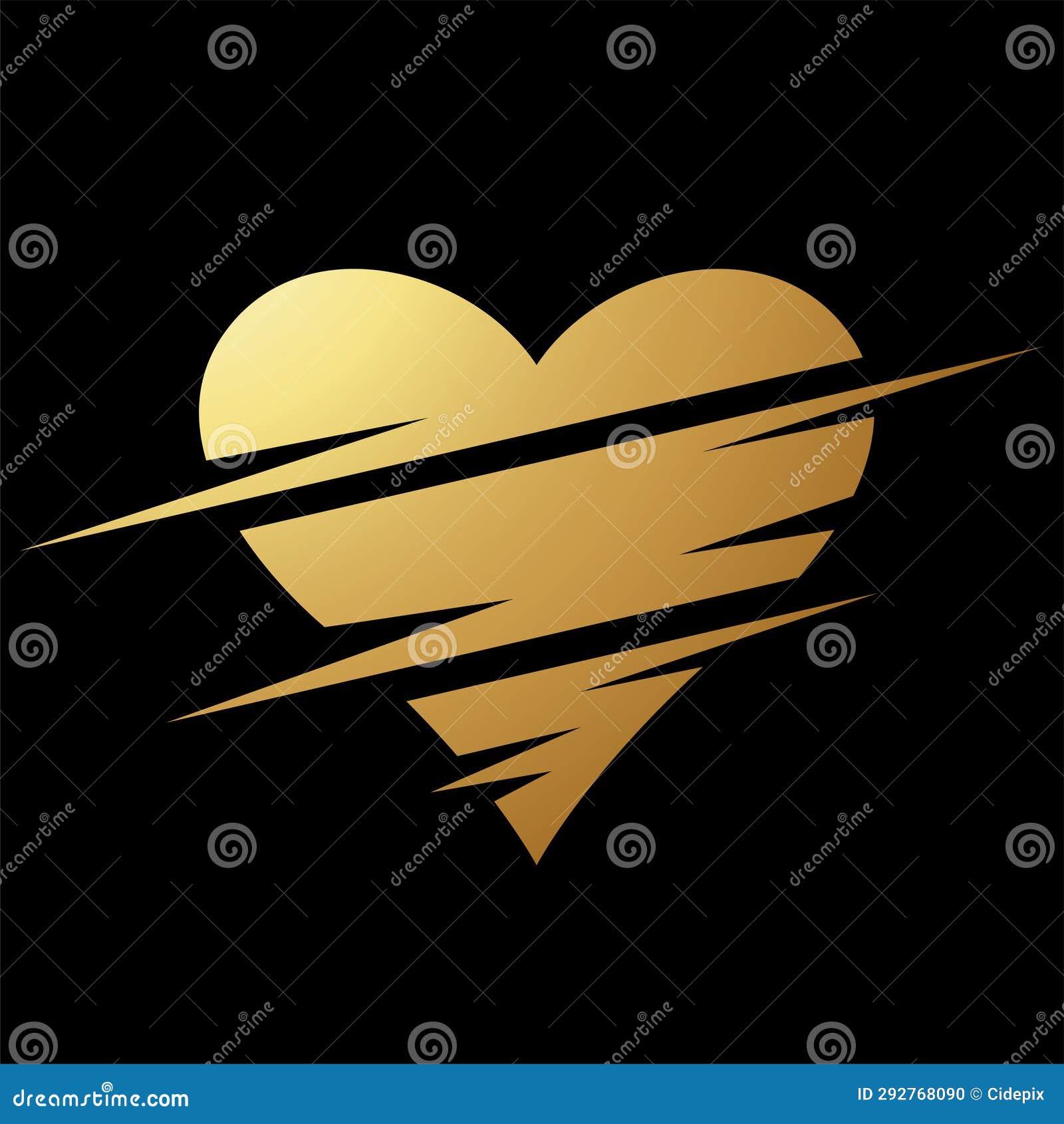 Gold Abstract Split Shaped Slashed Heart Icon Stock Vector ...