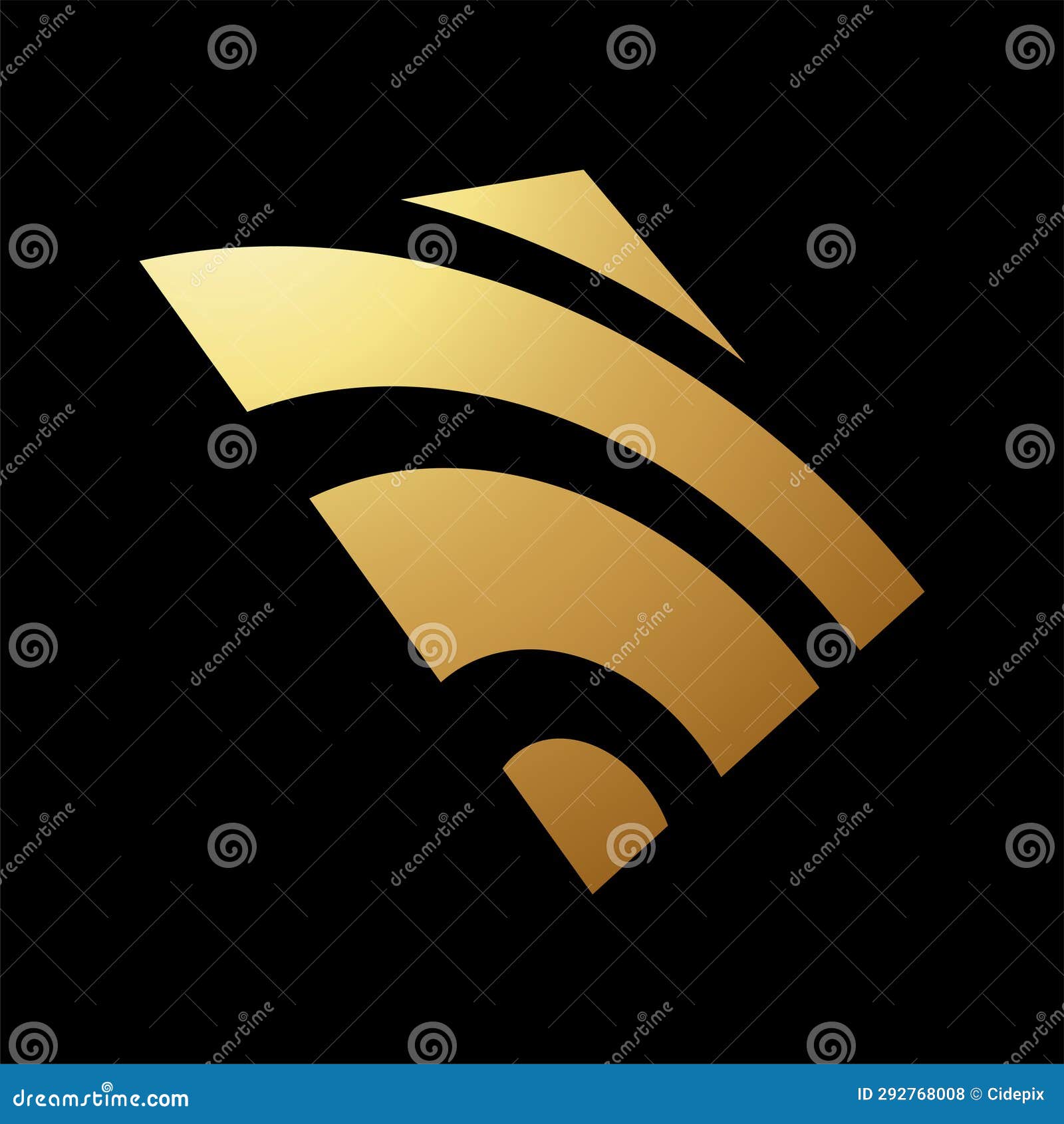 Gold Abstract Wifi Shaped Square Icon in Perspective Stock Vector ...