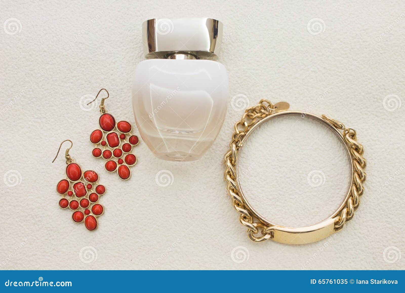 Gold Accessories and Perfume Stock Image - Image of accessory, gold ...