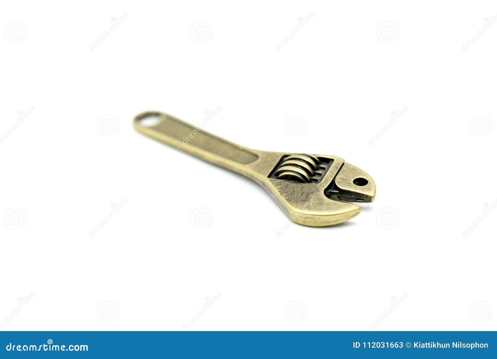 Gold Adjustable Wrench on White Background. Stock Image - Image of icon ...