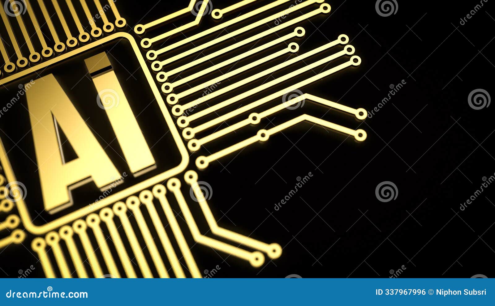 The Gold Ai Text and Electric Logic on Black Background for Technology ...