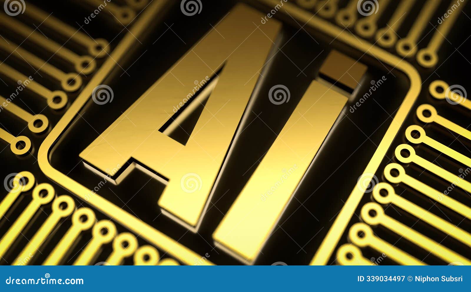 The Gold Ai Text and Electric Logic on Black Background for Technology ...