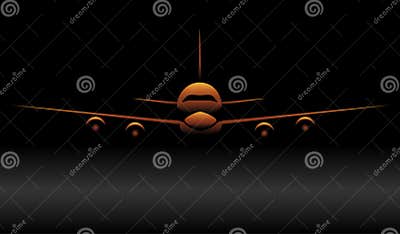 Gold airplane silhouette stock vector. Illustration of arrival - 20977534