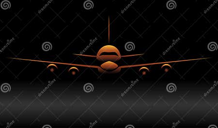 Gold airplane silhouette stock vector. Illustration of arrival - 20977534